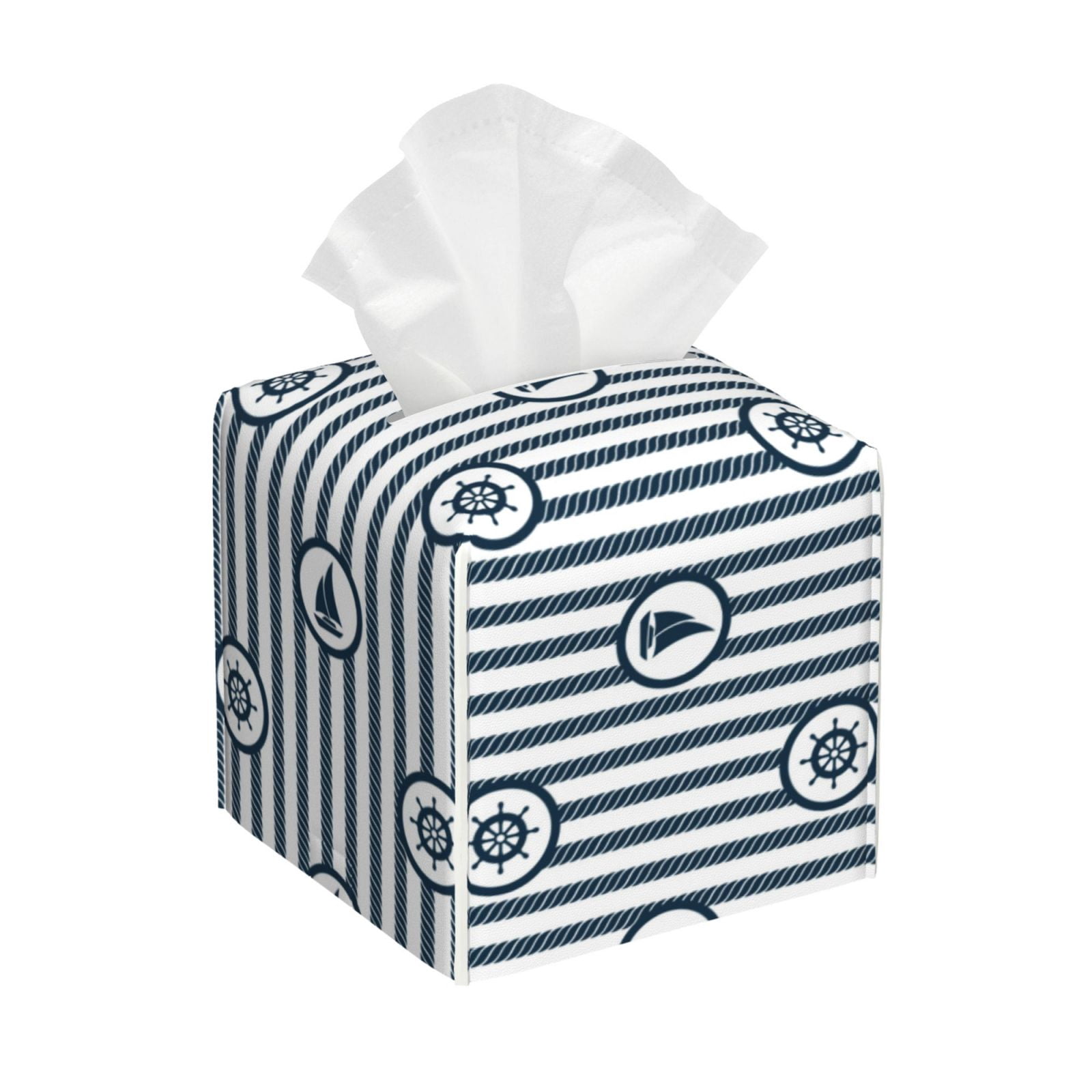 Gukieu Nautical1 Print Leather Tissue Box, PVC Waterproof Velcro ...