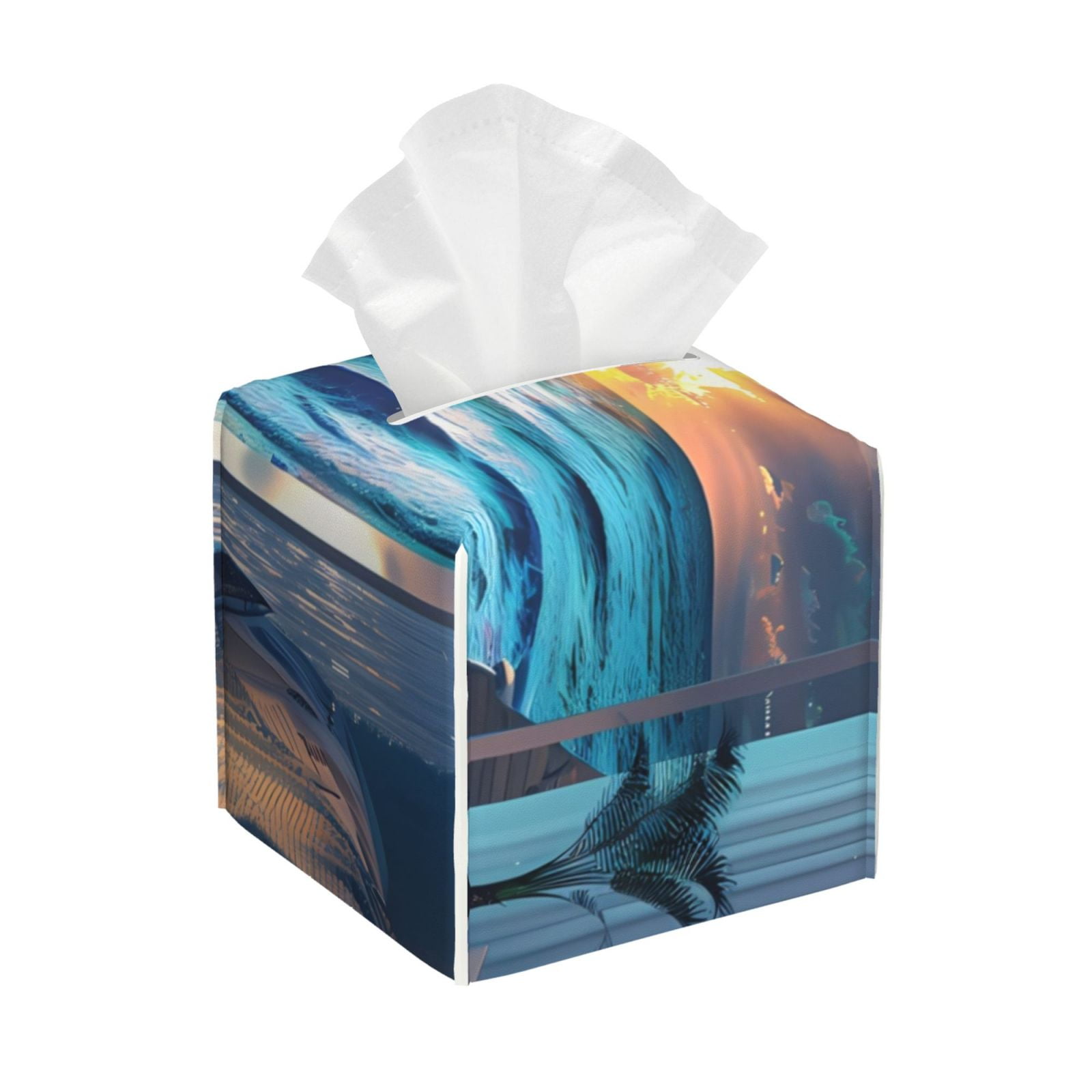 Gukieu Ocean View Bedroom Print Leather Tissue Box, PVC Waterproof ...