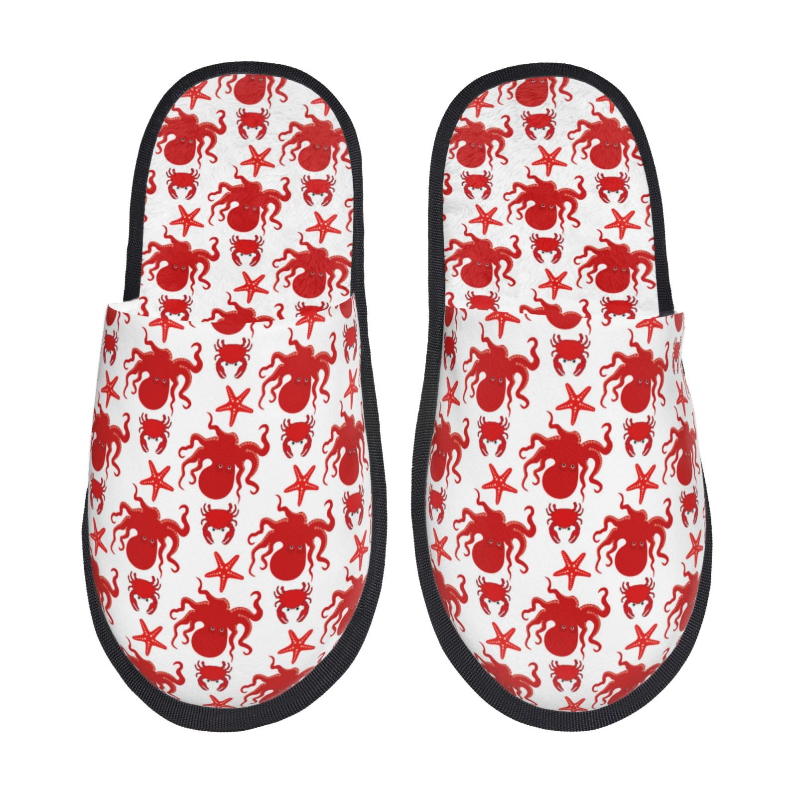 Gukieu Octopus Print Plush House Slippers, EVA Warm Winter Indoor Home ...