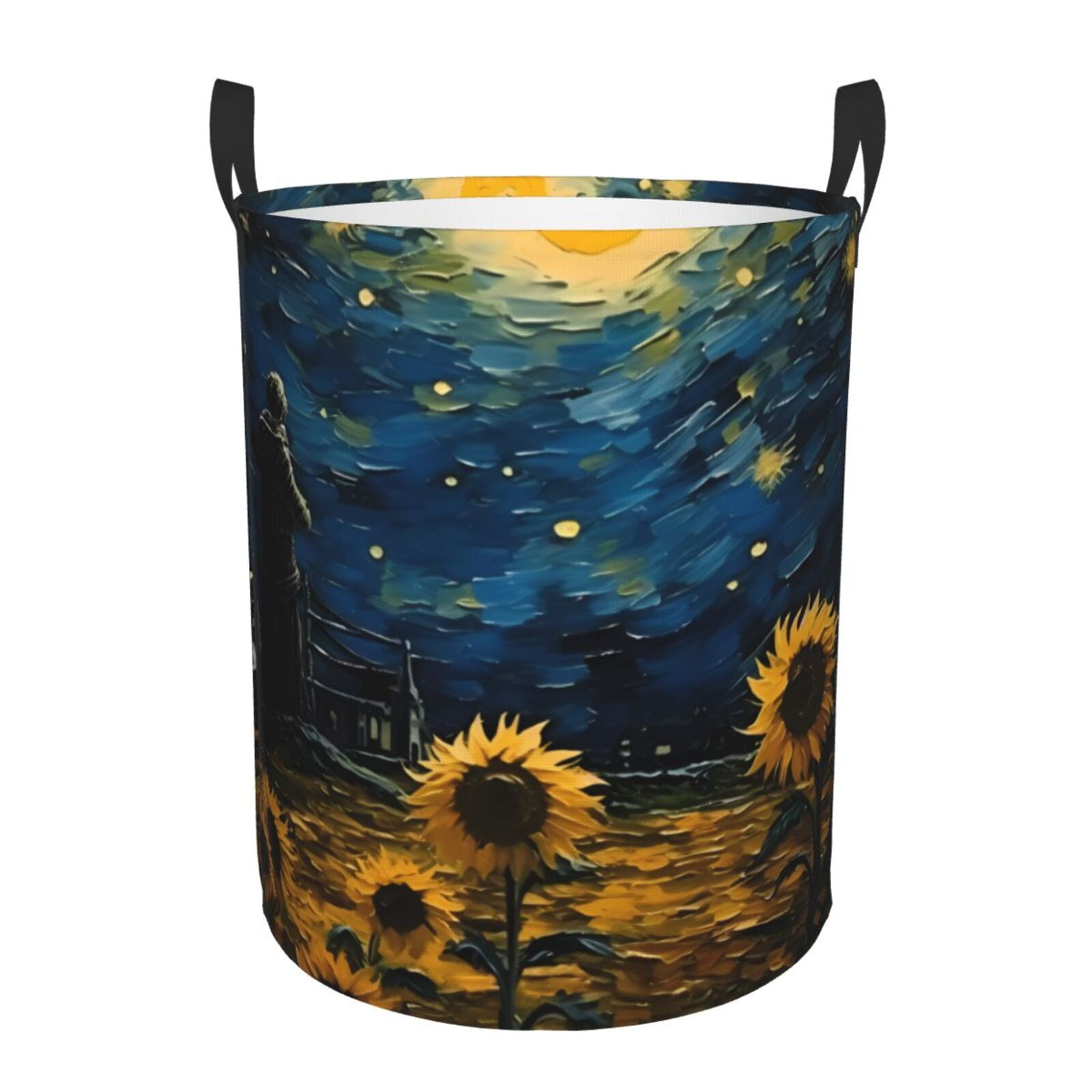 Gukieu Oil Starry Sky Sunflower Print Round Dirty Clothes Bag ...