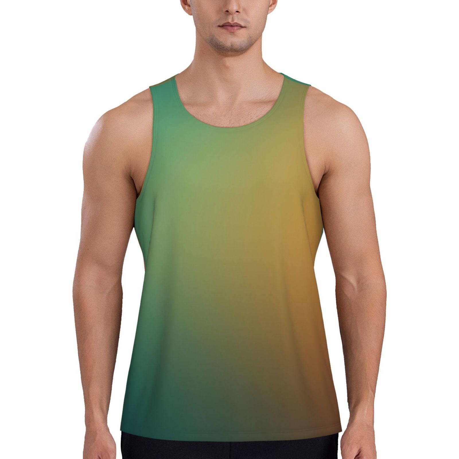 Gukieu Orange To Teal Gradient Print Men's Quick Dry Fitness Vest ...
