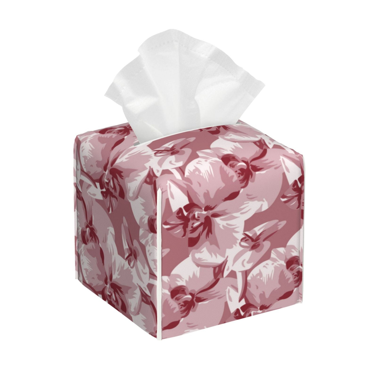 Gukieu Orchids Flowers Print Leather Tissue Box, PVC Waterproof Velcro ...
