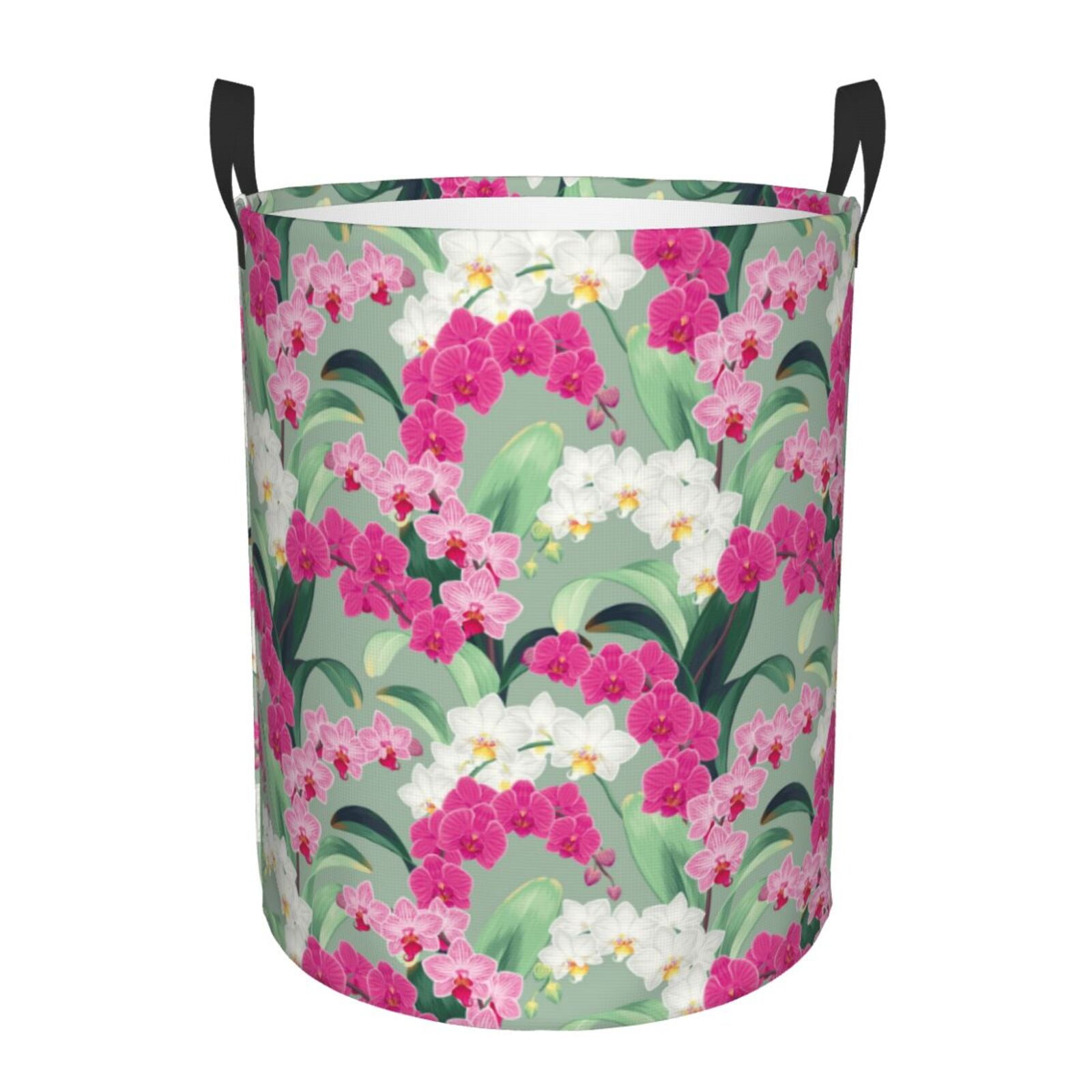 Gukieu Orchids Flowers Print Round Dirty Clothes Bag, Waterproof ...