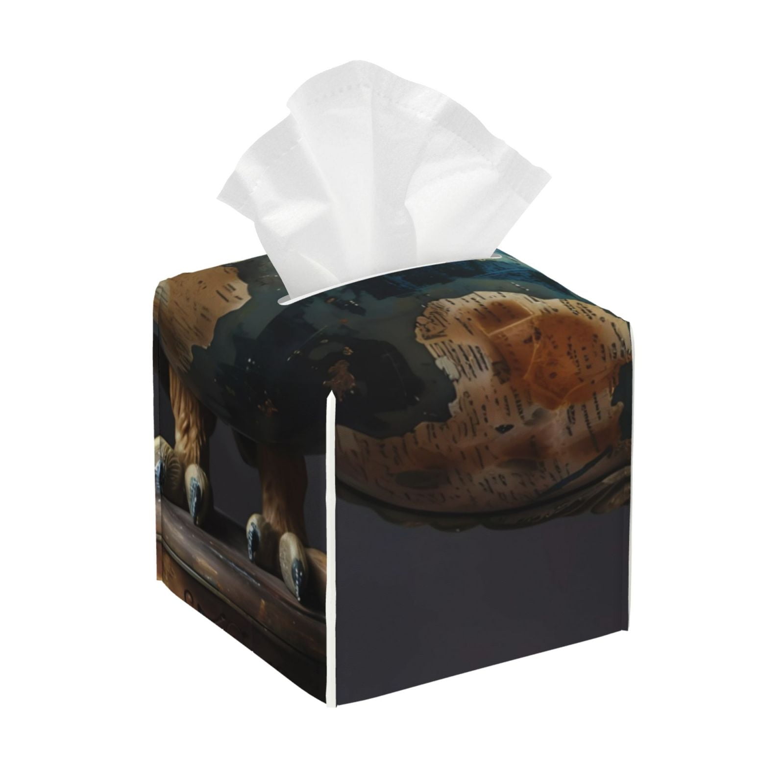 Gukieu Owl Globe Sculpture Print Leather Tissue Box, PVC Waterproof ...