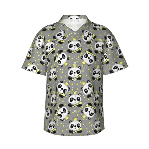 Gukieu Panda With Crown And Stars Print Men's Short-sleeved Shirts ...