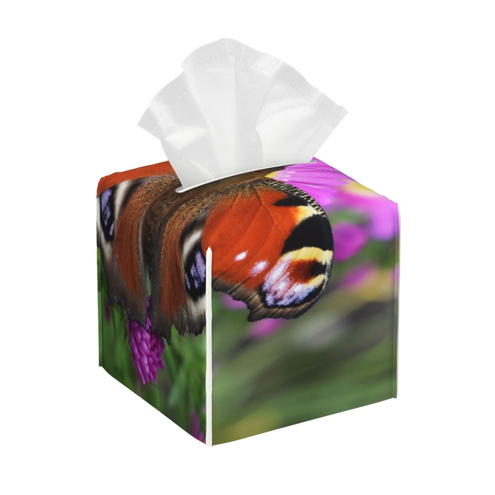 Gukieu Peacock butterfly Print Leather Tissue Box, PVC Waterproof ...