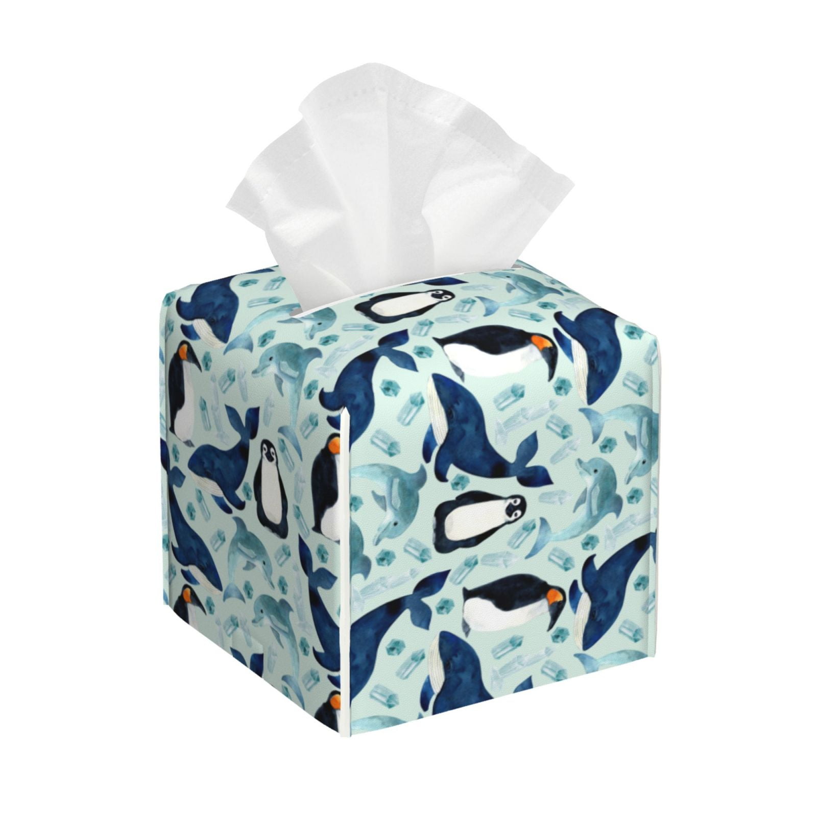 Gukieu Penguins Dolphins Whales Print Leather Tissue Box, PVC ...