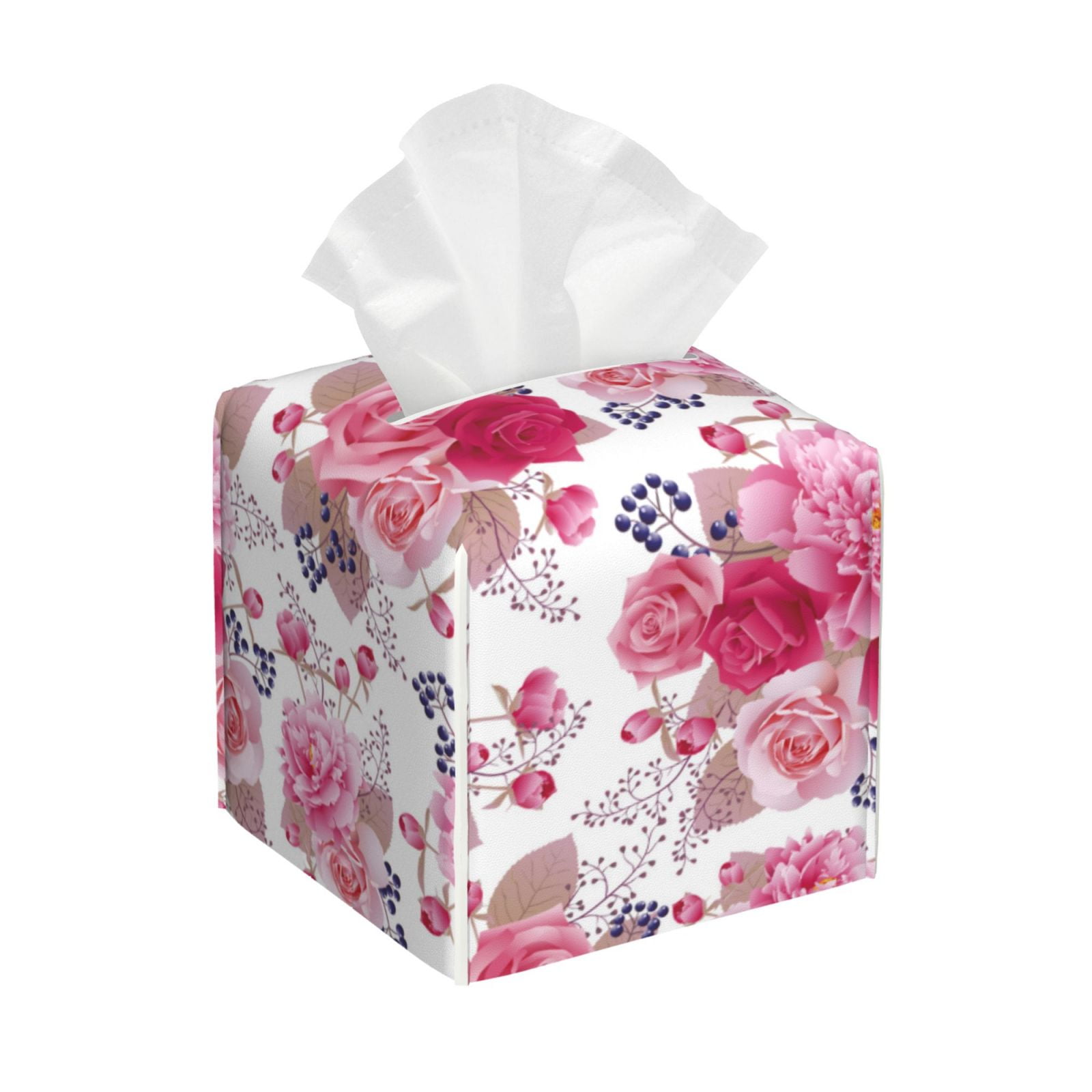 Gukieu Peonies And Roses Print Leather Tissue Box, PVC Waterproof ...