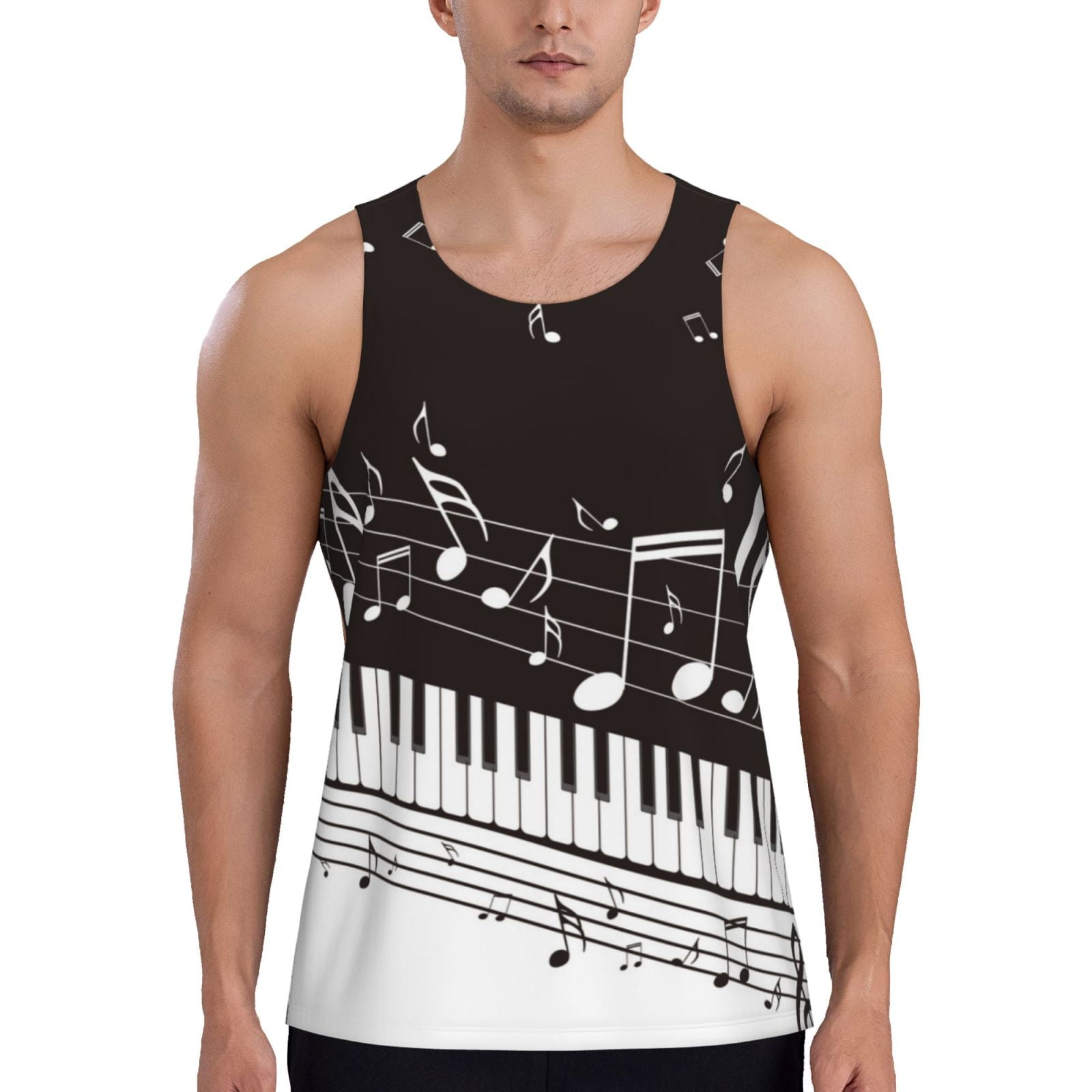 Gukieu Piano Keys With Musical Notes Print Men's Quick Dry Fitness Vest ...