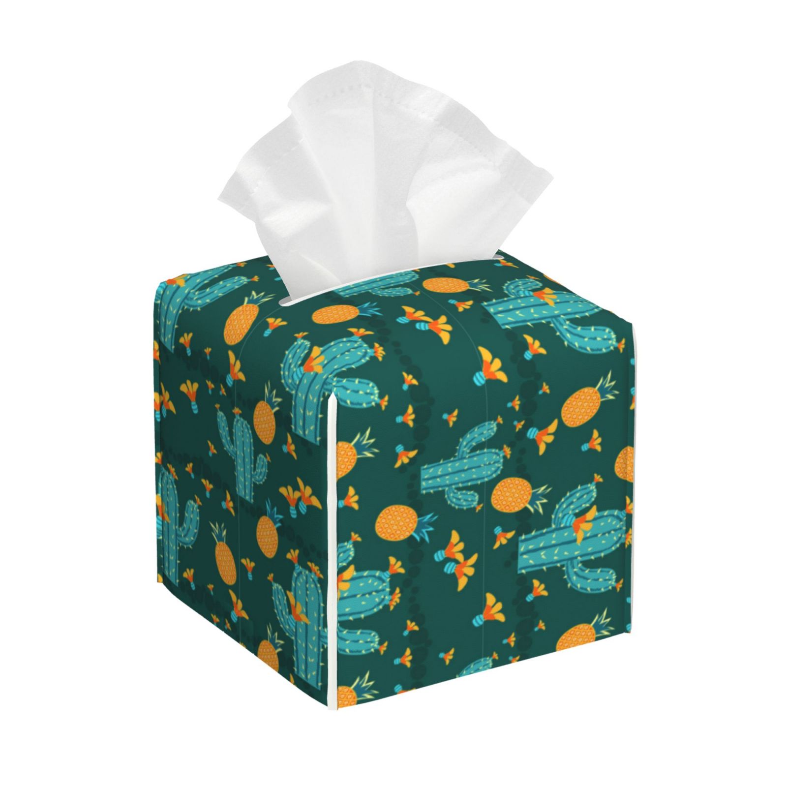 Gukieu Pineapple And Cactus Print Leather Tissue Box, PVC Waterproof ...