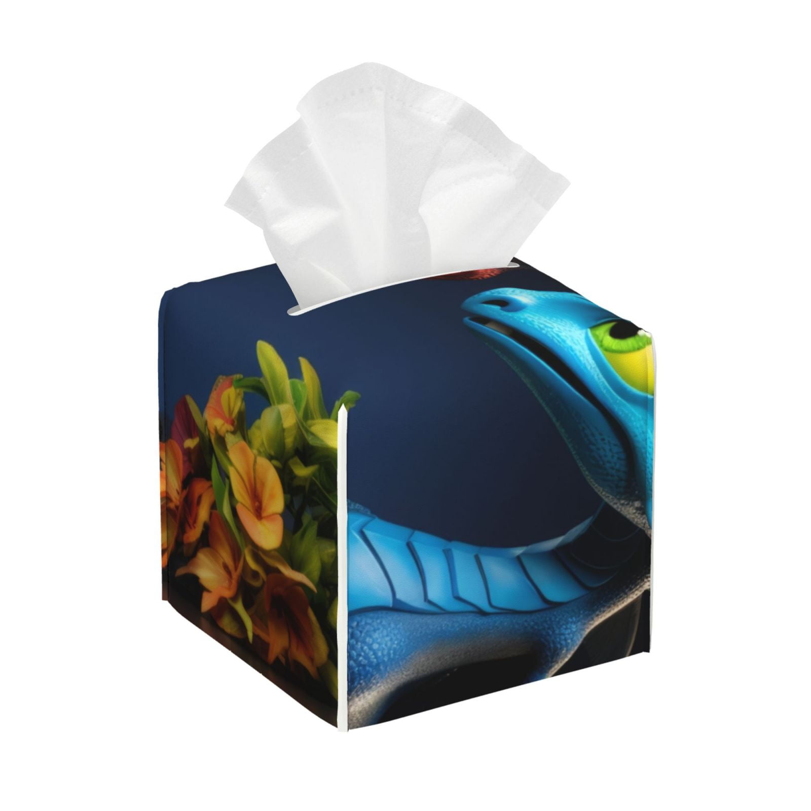 Gukieu Playful Colorful Dragons Flowers Print Leather Tissue Box, PVC ...