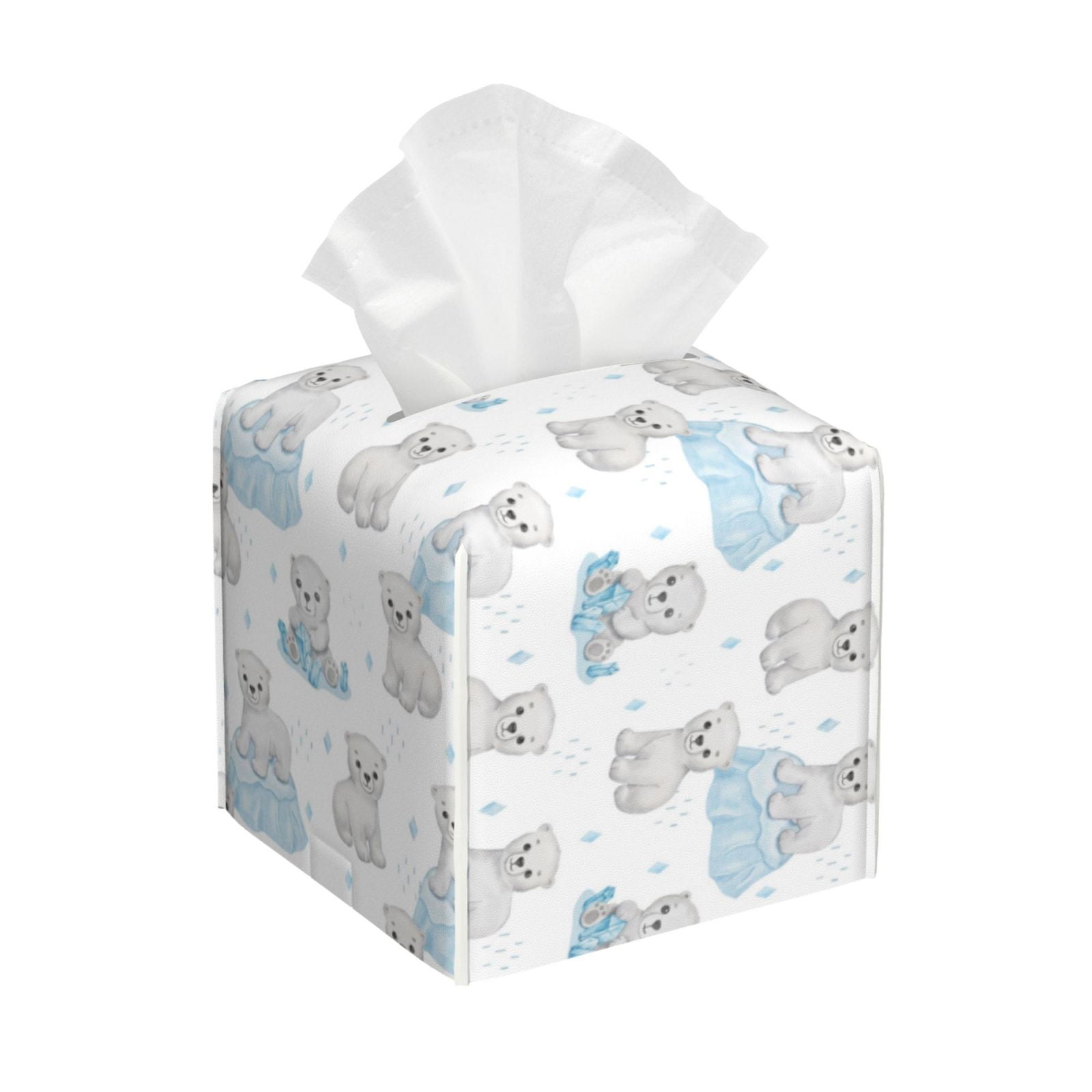 Gukieu Playful Polar Bear Pals Print Leather Tissue Box, PVC Waterproof ...