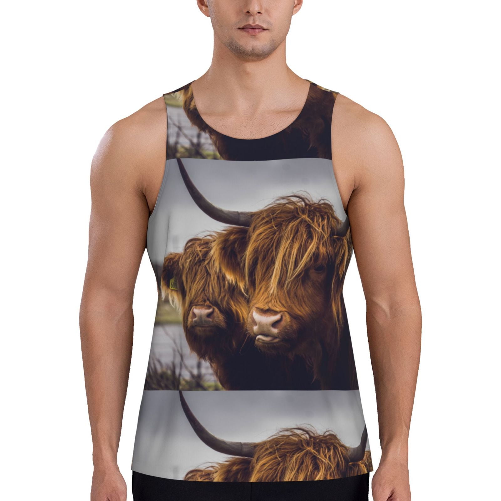 Gukieu Portrait Of Cow With Its Baby Cow Print Men's Quick Dry Fitness ...