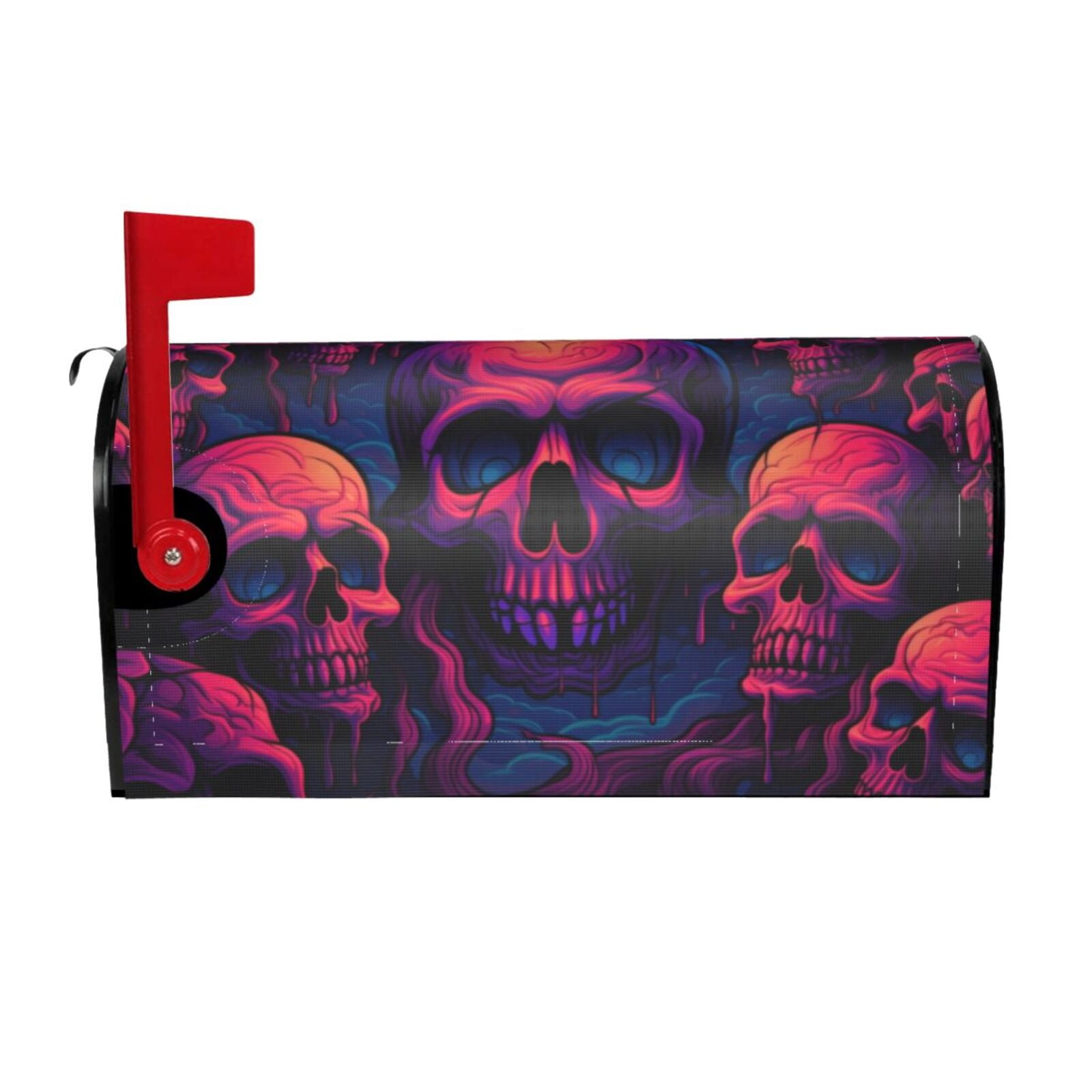 Gukieu Purple-Red Skull Print Magnetic Mailbox Cover, Sun-proof and ...