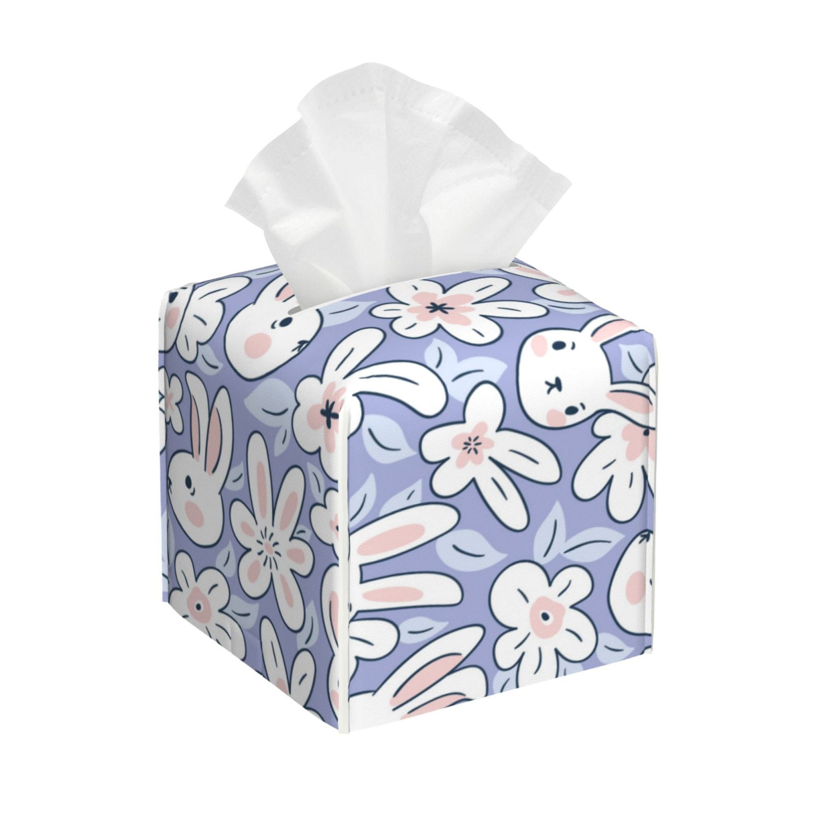 Gukieu Rabbit And Floral Print Leather Tissue Box, PVC Waterproof ...