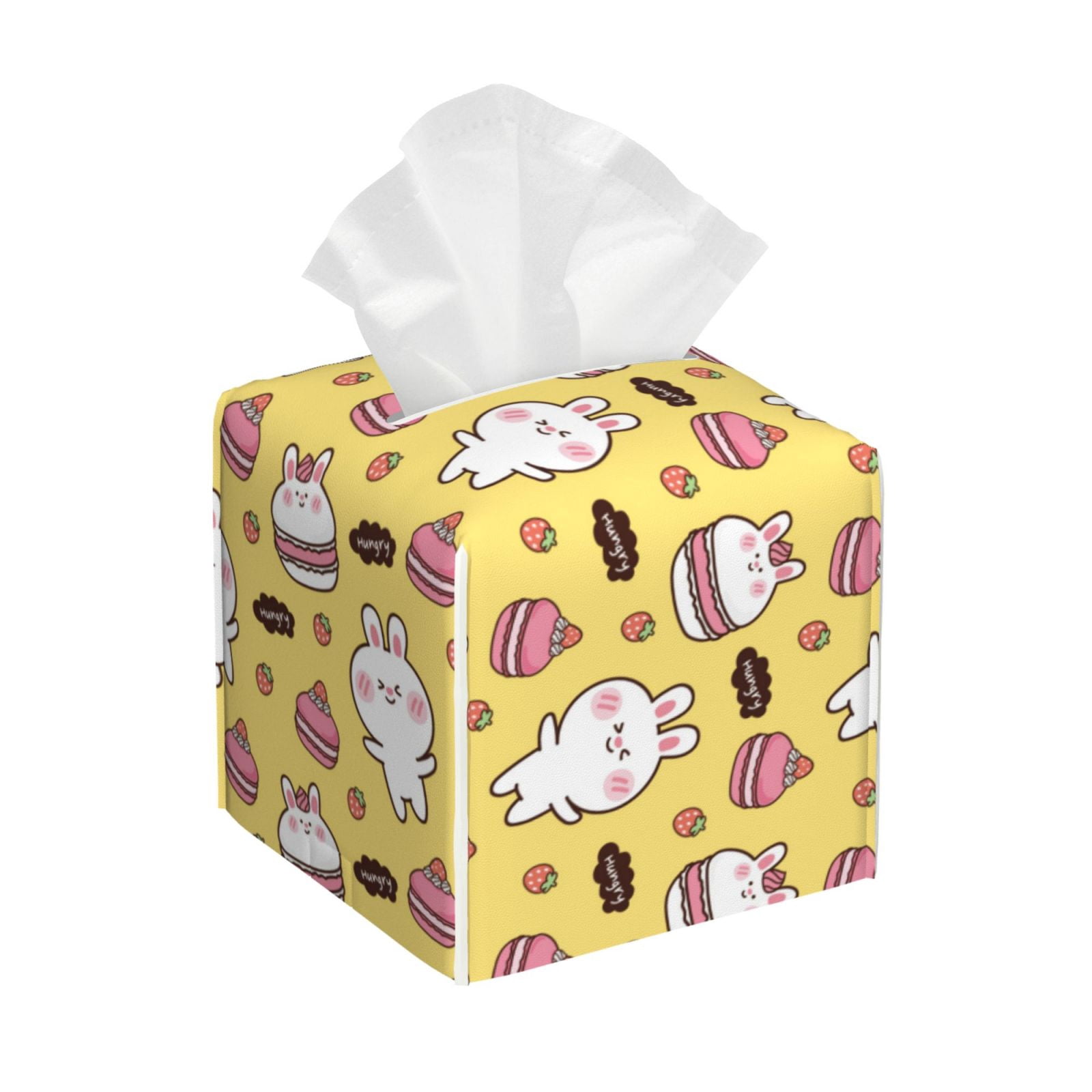 Gukieu Rabbit Hunger Print Leather Tissue Box, PVC Waterproof Velcro ...
