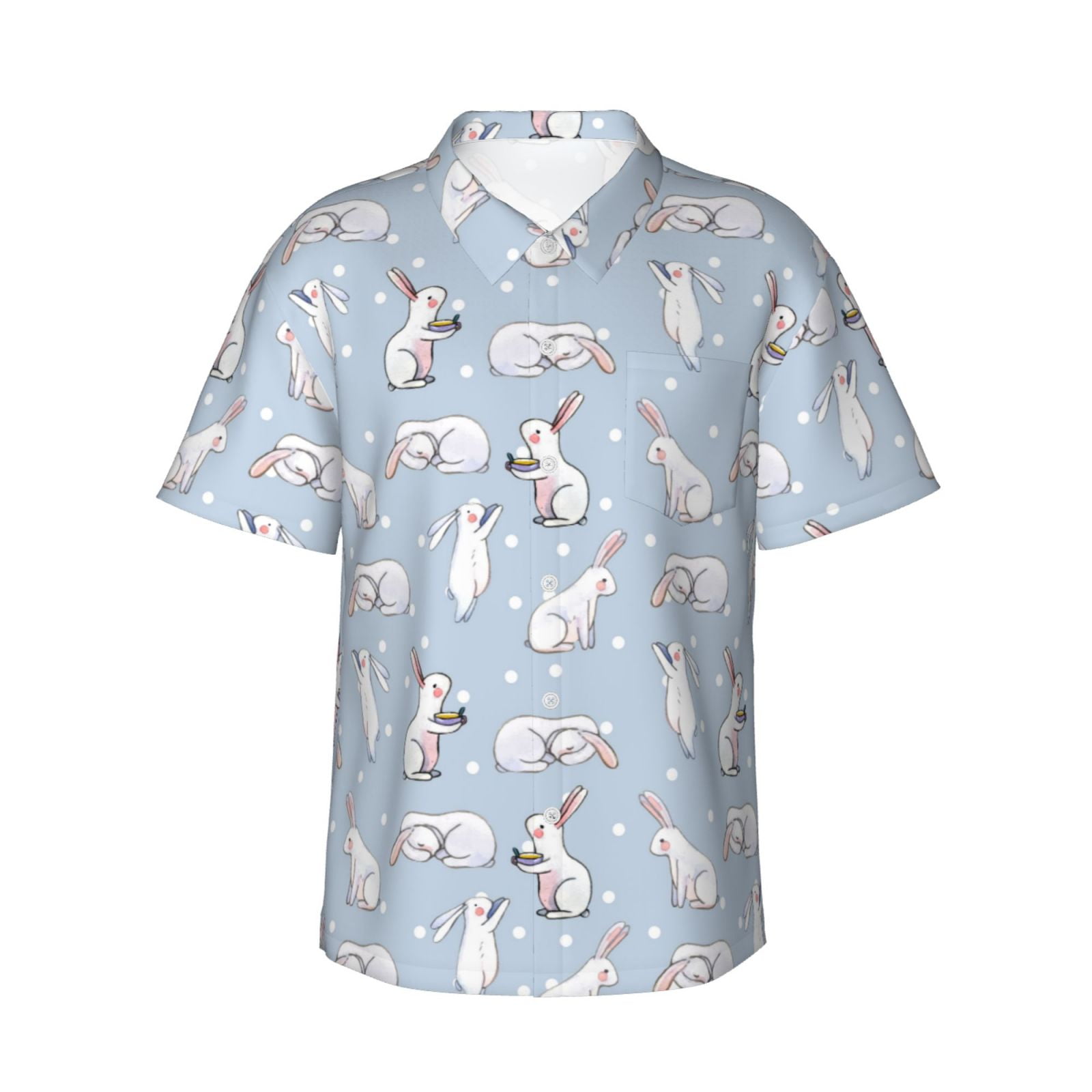 Gukieu Rabbit Is Eating Carrots Print Men's Short-sleeved Shirts ...
