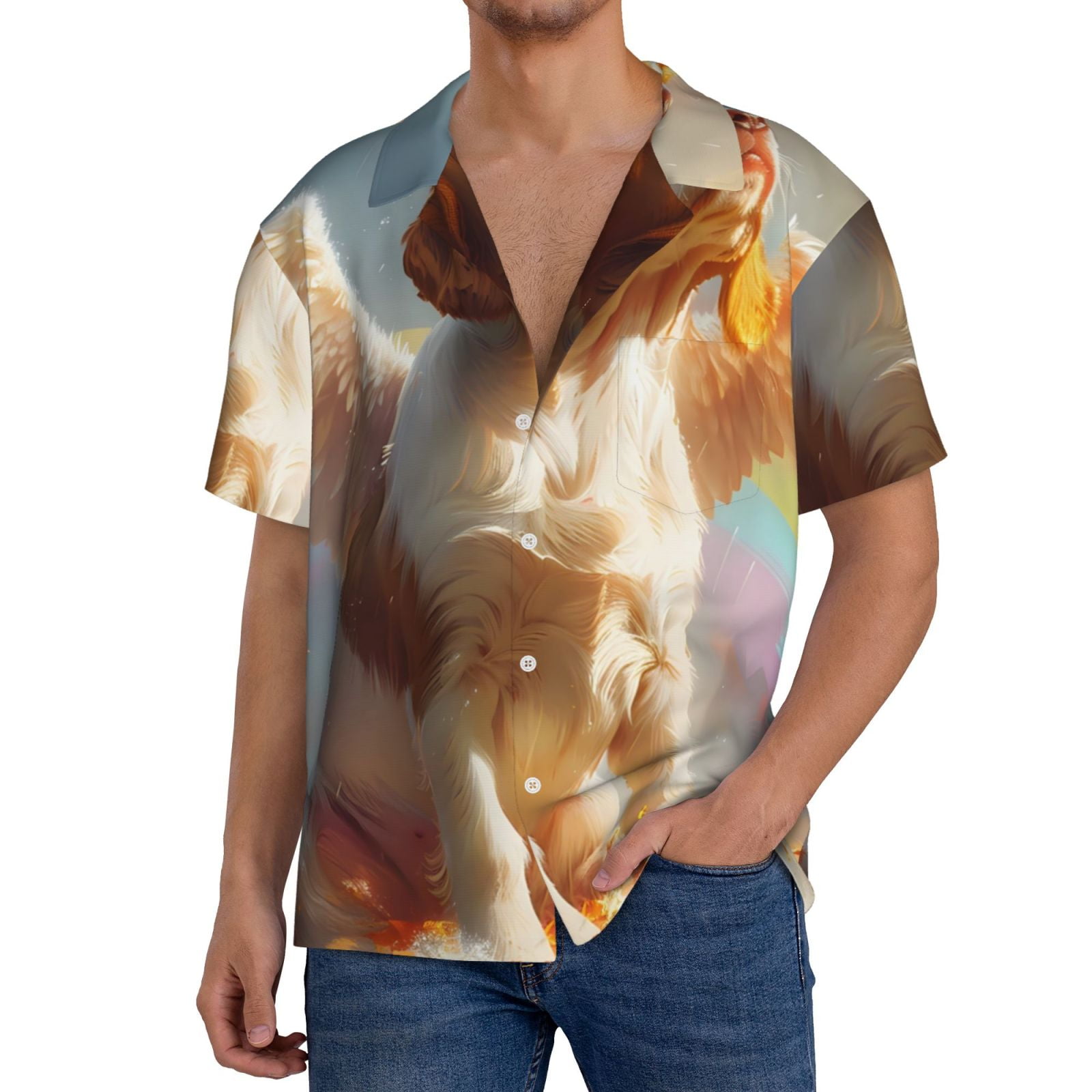 Gukieu Rainbow English Cocker Spaniel Print Men's Short-sleeved Shirts ...