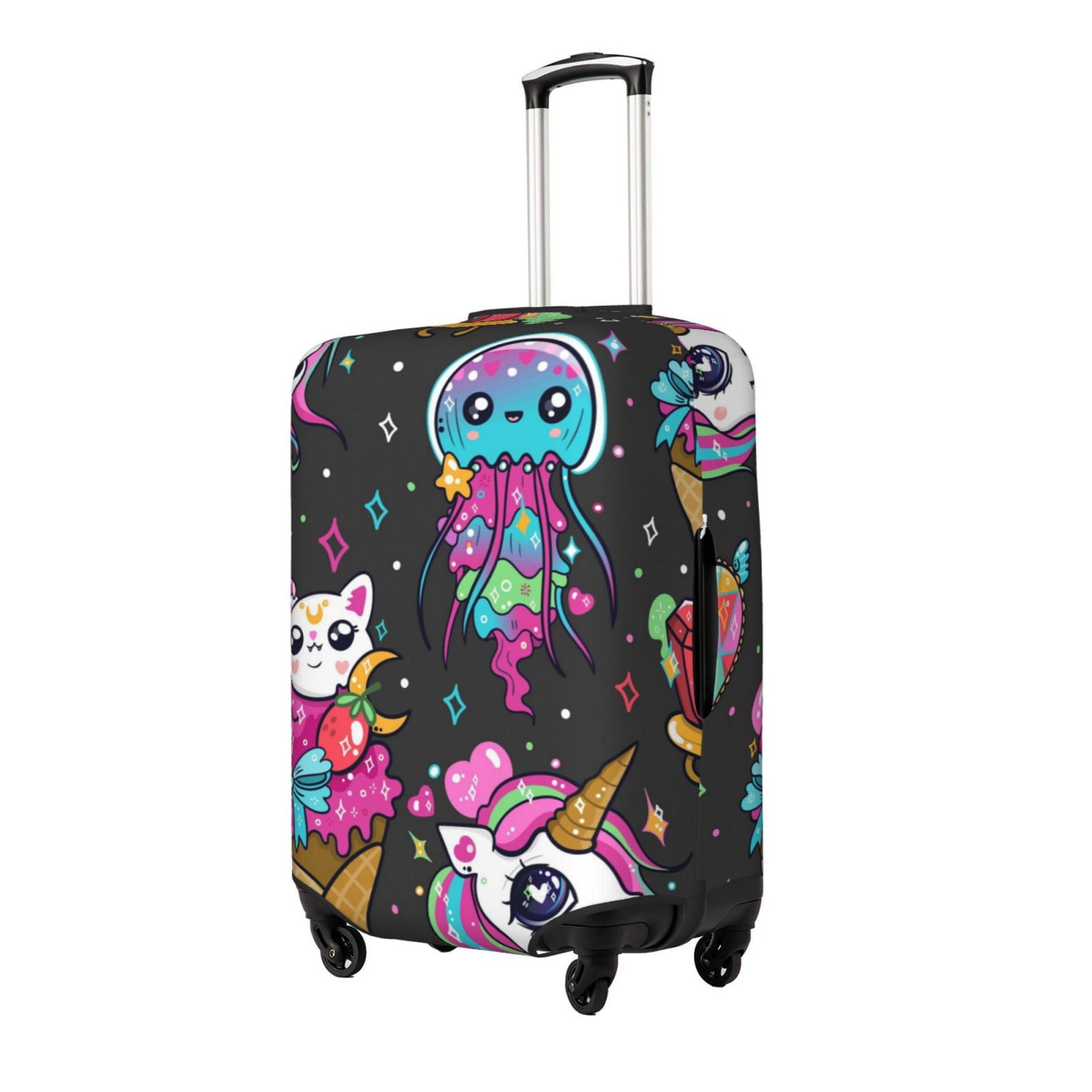 Gukieu Rainbow Unicorn And Cat Icecream Print Suitcase Protective Cover ...