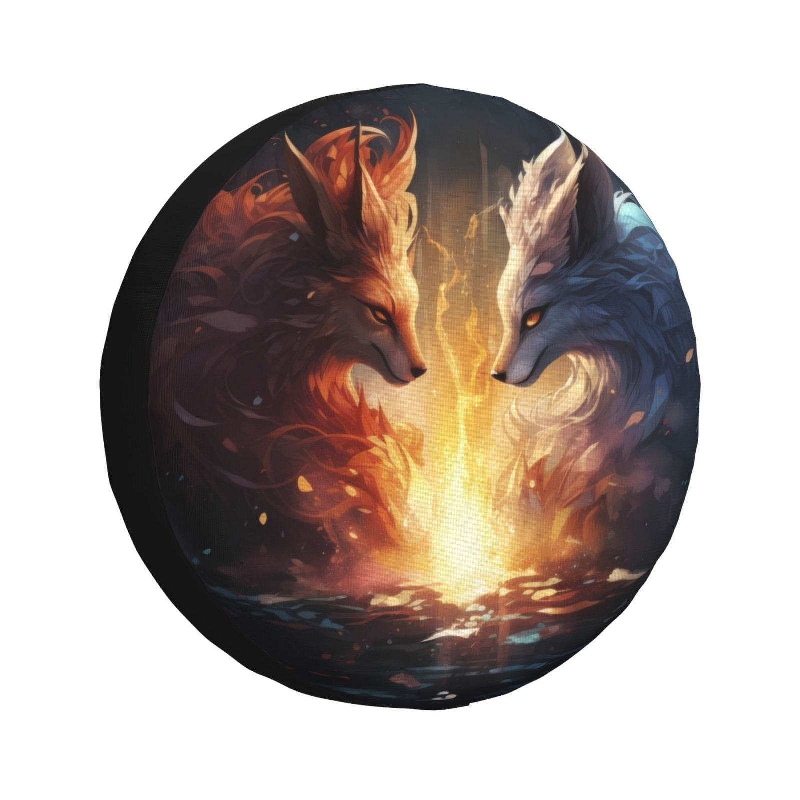 Gukieu Red And White Flame Fox Print Car Tire Cover, Adjustable ...