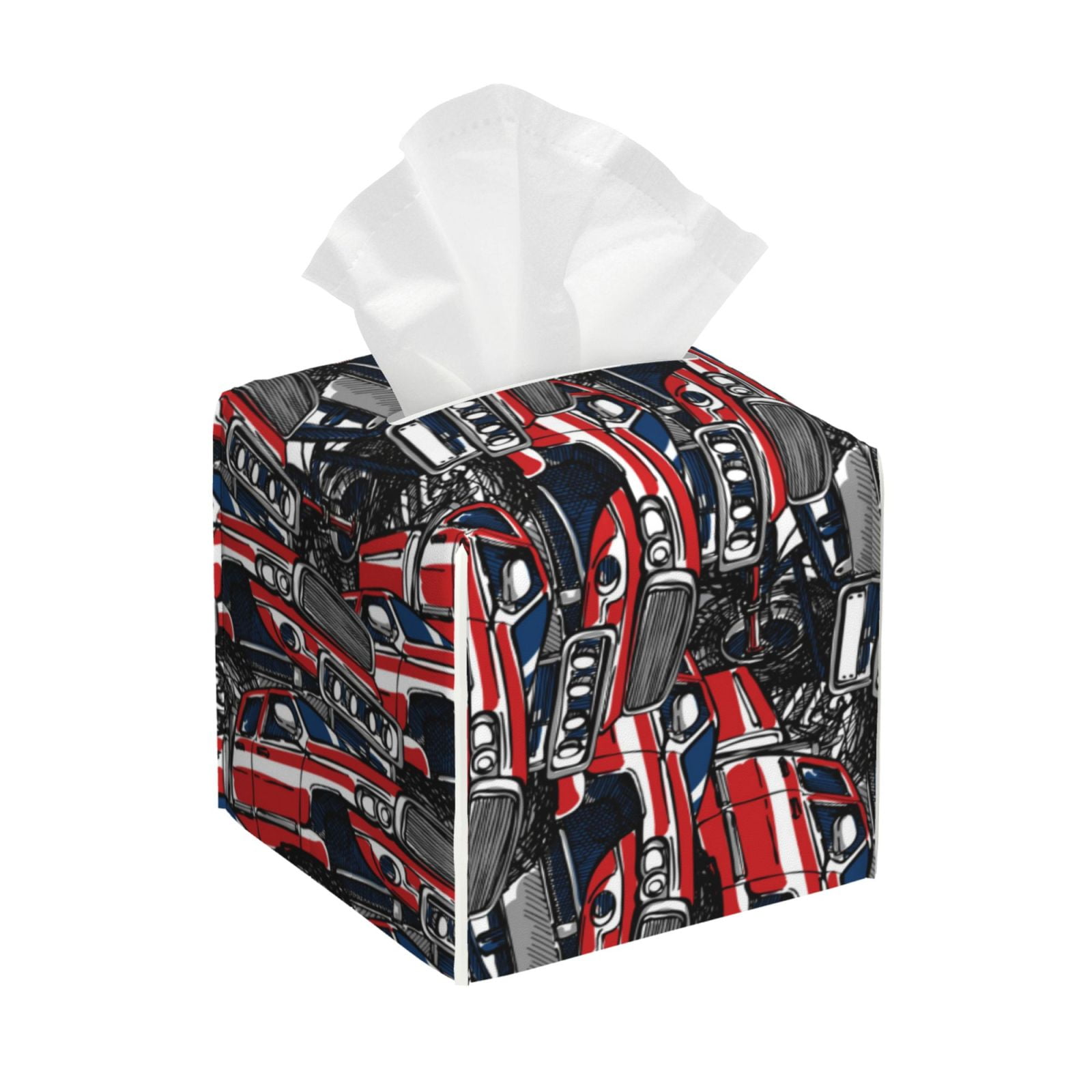 Gukieu Red And Blue Cars Print Leather Tissue Box, PVC Waterproof ...