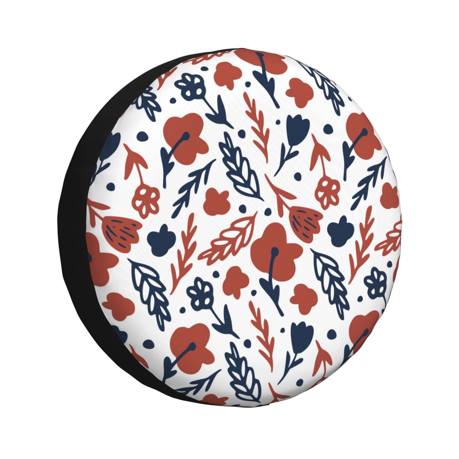 Gukieu Red Blue Leaves Print Car Tire Cover, Adjustable Waterproof and ...