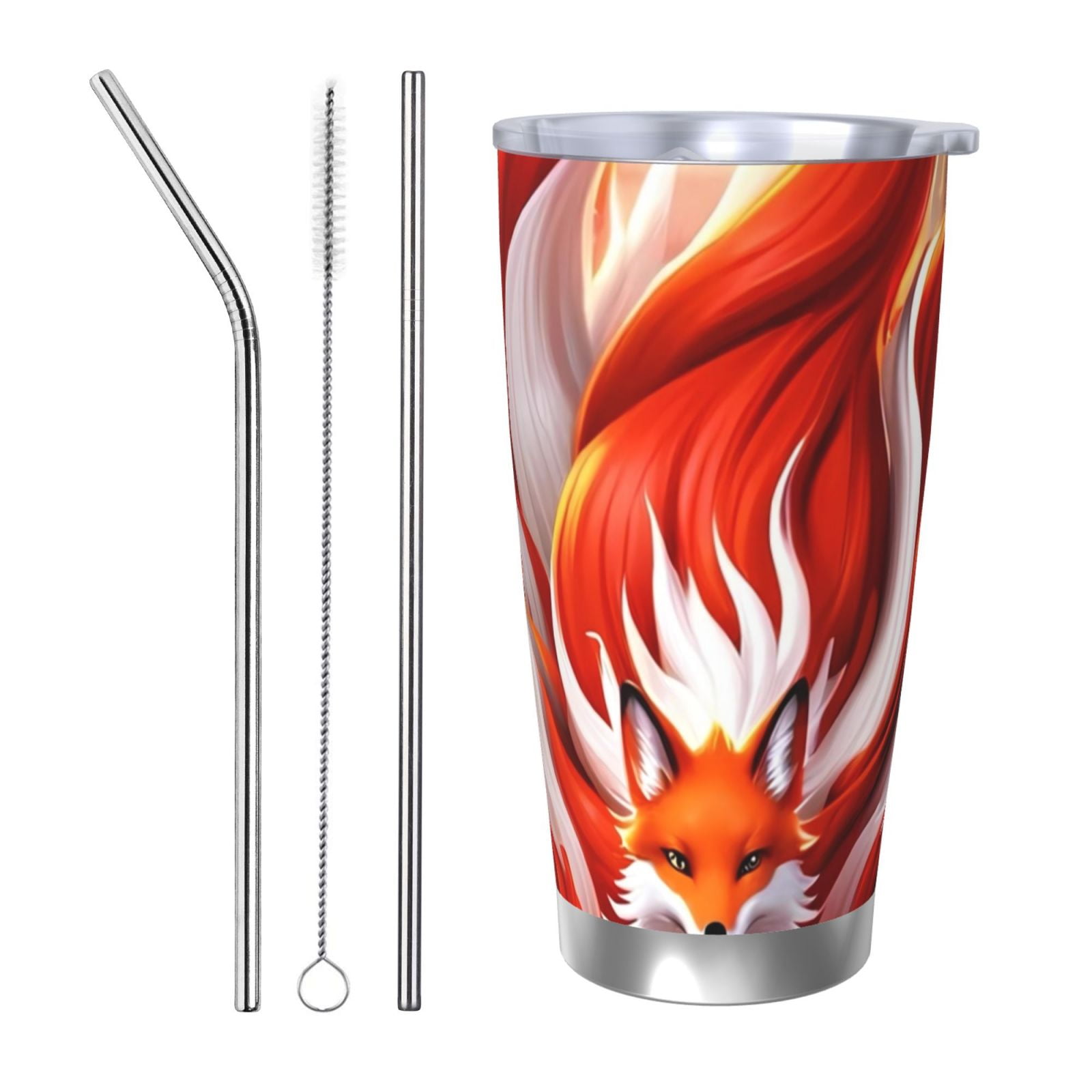 Gukieu Red Sun Flame Fox Print 20OZ Car Cup, Vacuum Stainless Steel ...