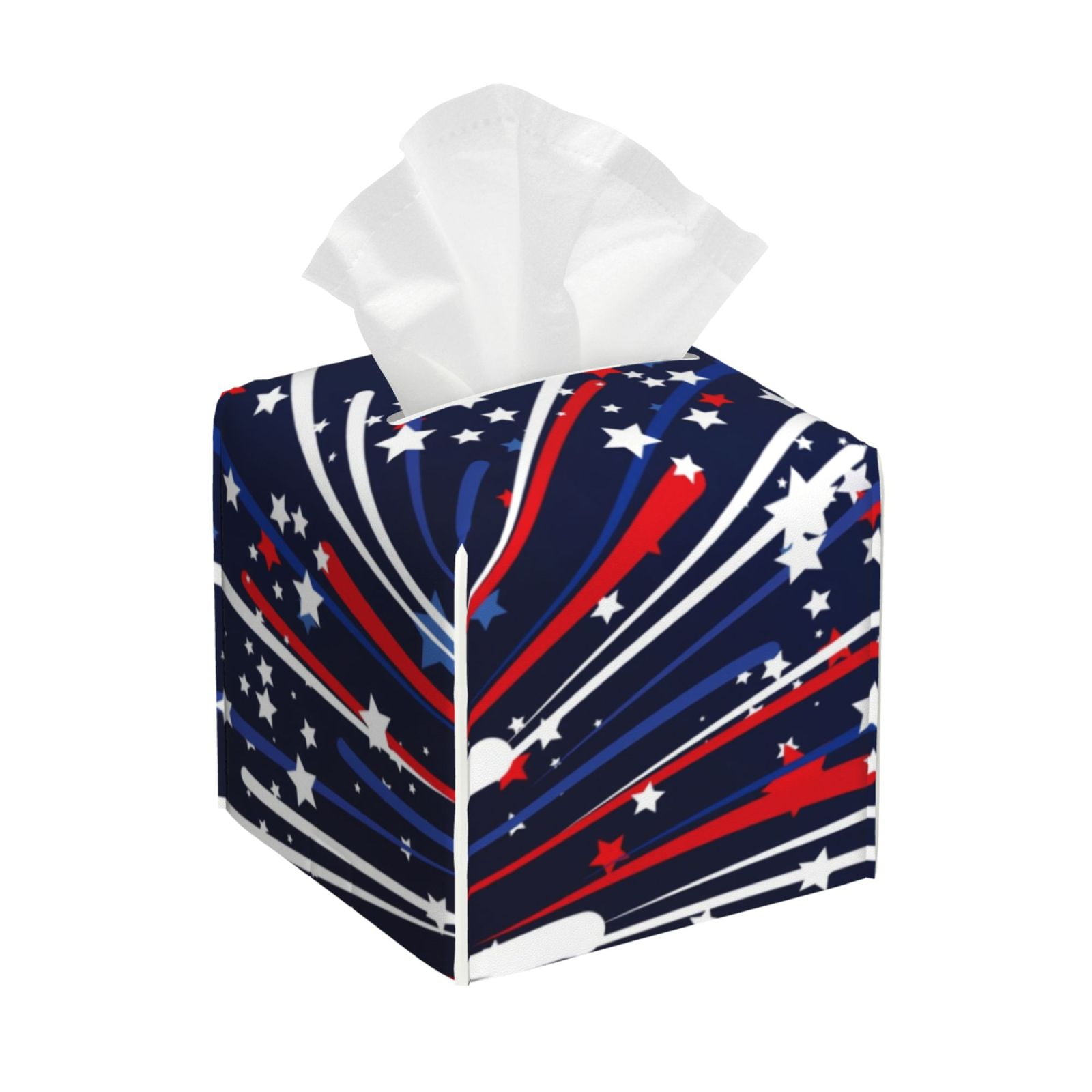 Gukieu Red White Blue Fireworks 1 Print Leather Tissue Box, PVC ...