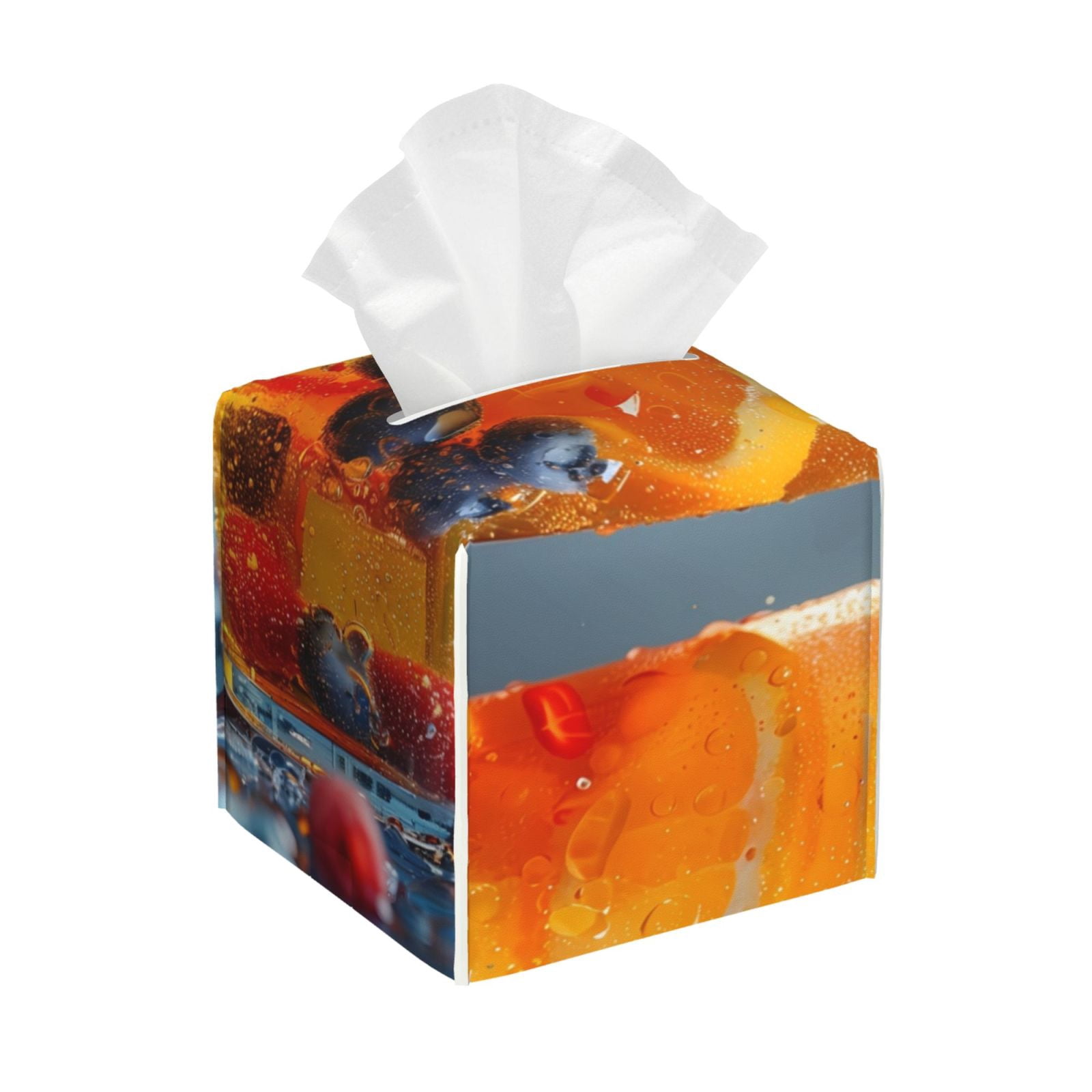 Gukieu Refreshing Fruit Infused Drinks Print Leather Tissue Box, PVC ...