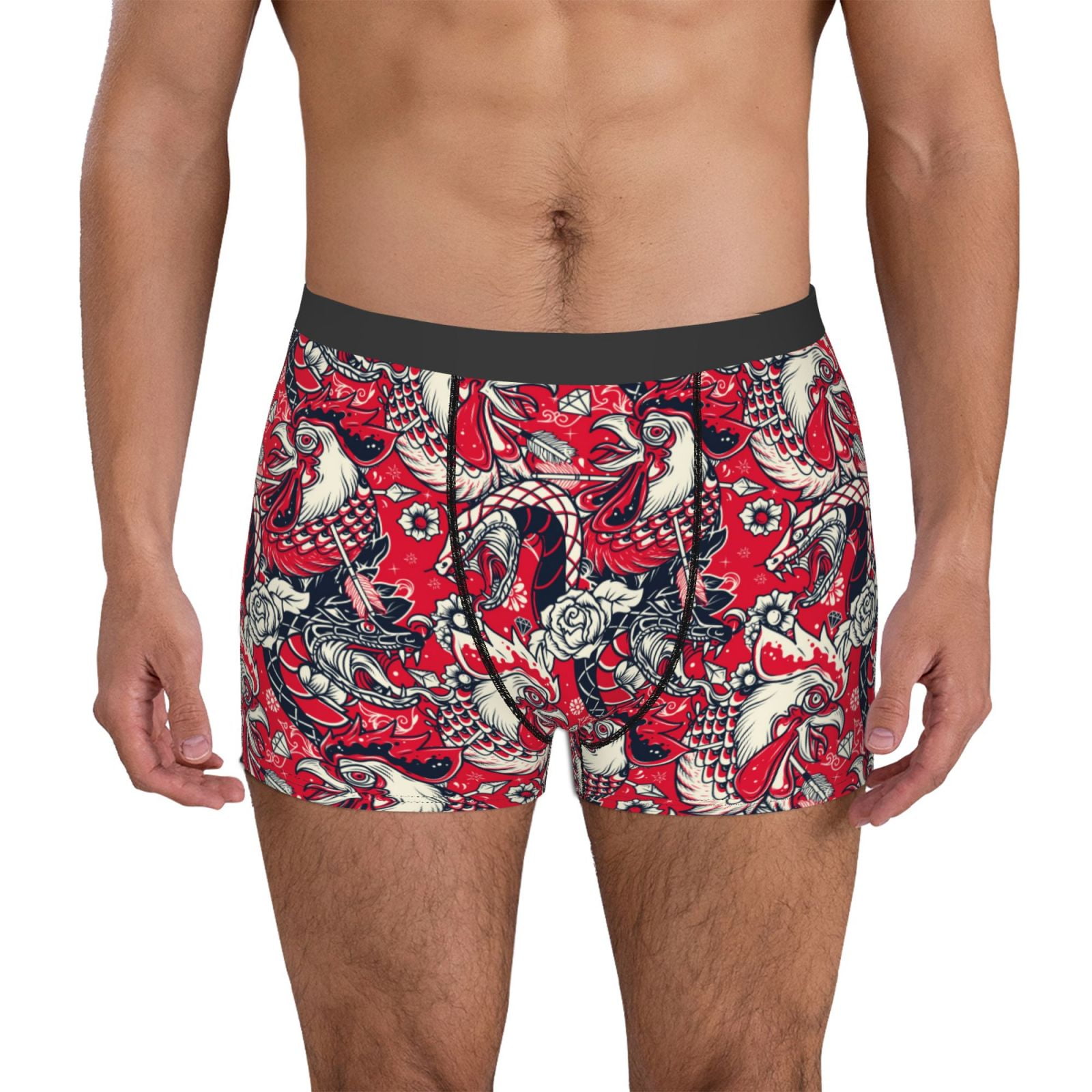 Gukieu Rooster Head Print Men's Boxer Briefs, High Elastic Moisture ...