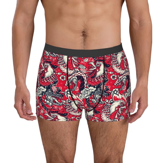 Gukieu Rooster Head Print Men's Boxer Briefs, High Elastic Moisture ...