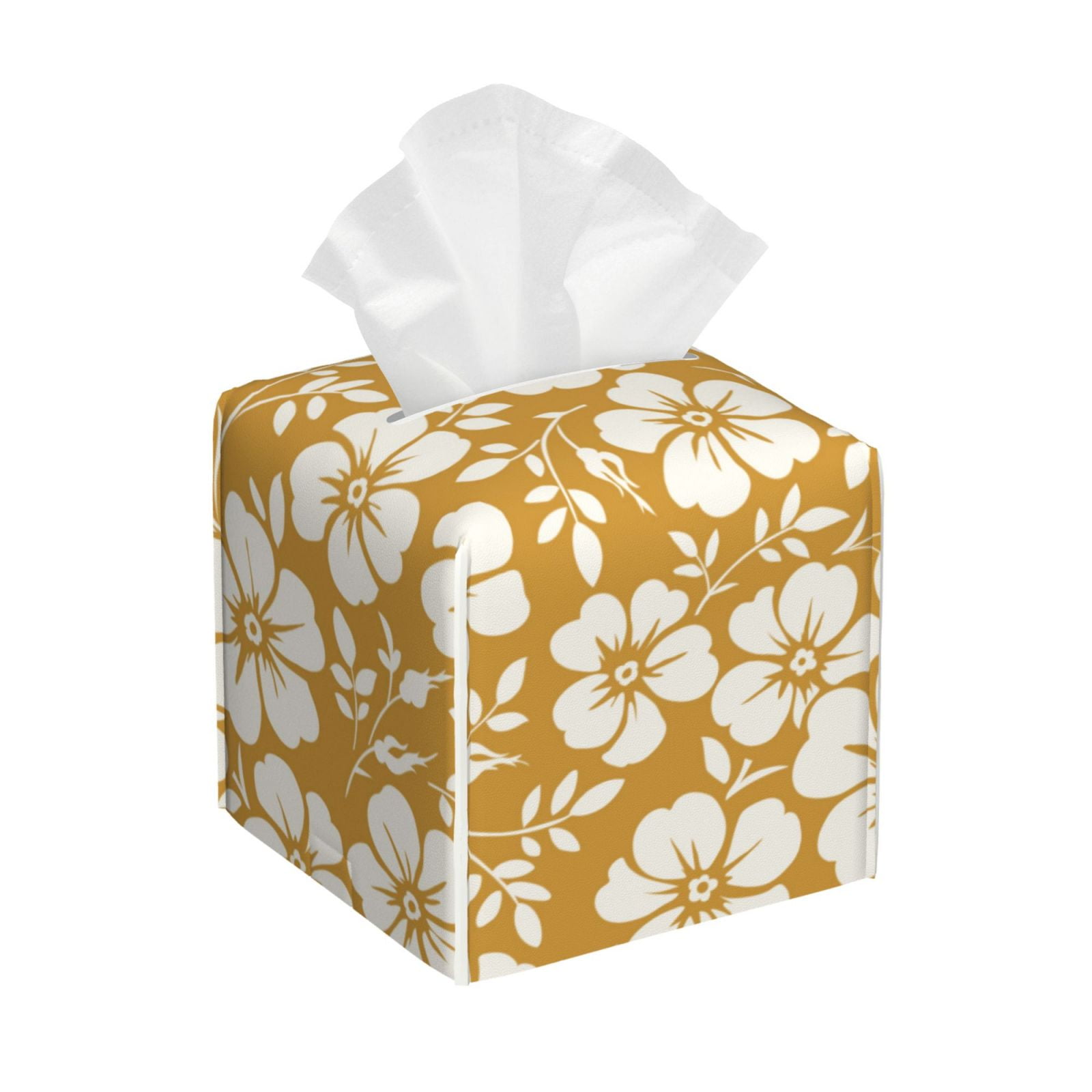 Gukieu Rose Flowers Print Leather Tissue Box, PVC Waterproof Velcro ...