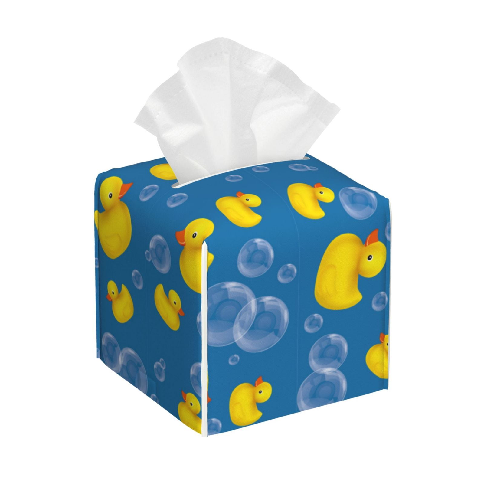 Gukieu Rubber Duck Print Leather Tissue Box, PVC Waterproof Velcro ...