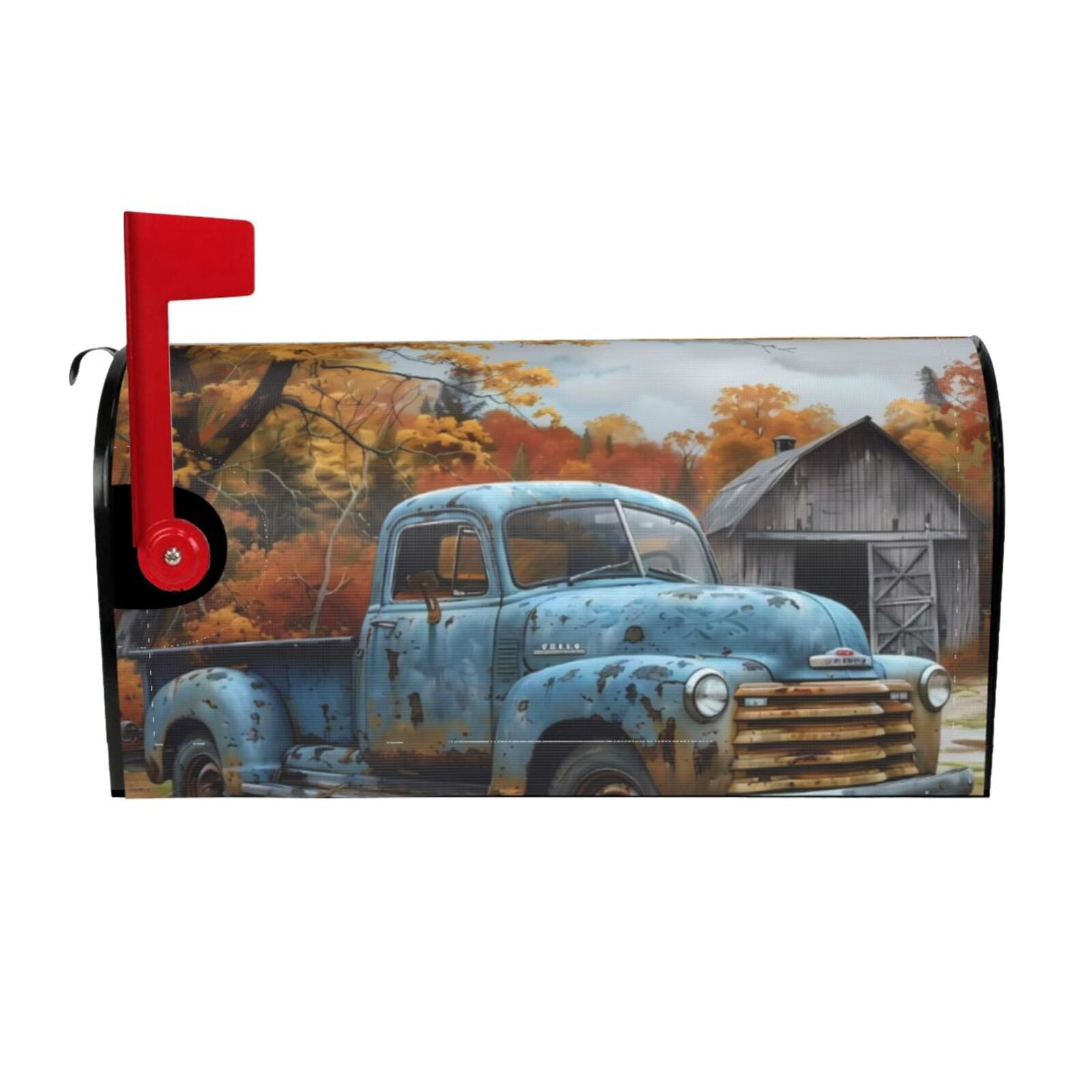 Gukieu Rustic Vintage Truck Autumn Print Magnetic Mailbox Cover, Sun ...