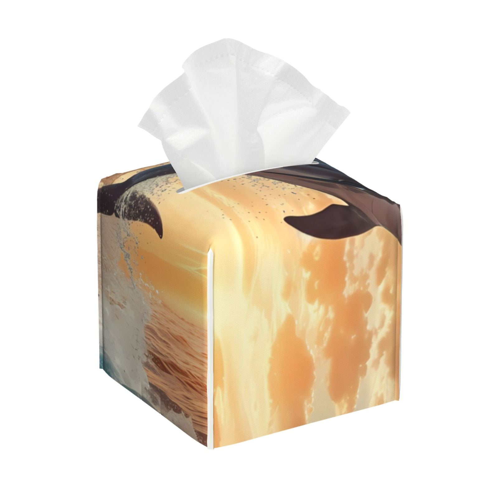 Gukieu Sailing Dancing Dolphin Print Leather Tissue Box, PVC Waterproof ...