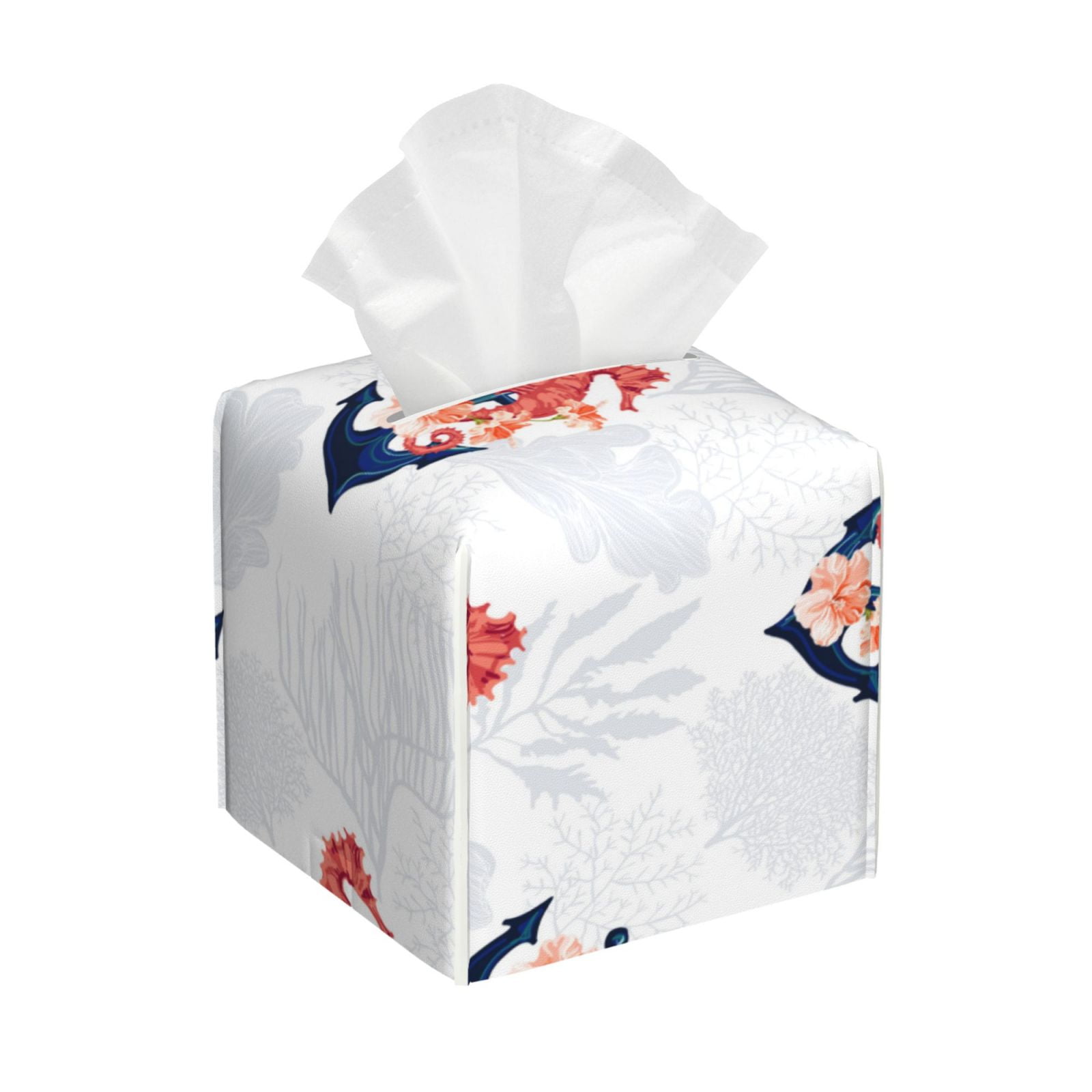 Gukieu Sea Horse And Corals1 Print Leather Tissue Box, PVC Waterproof ...