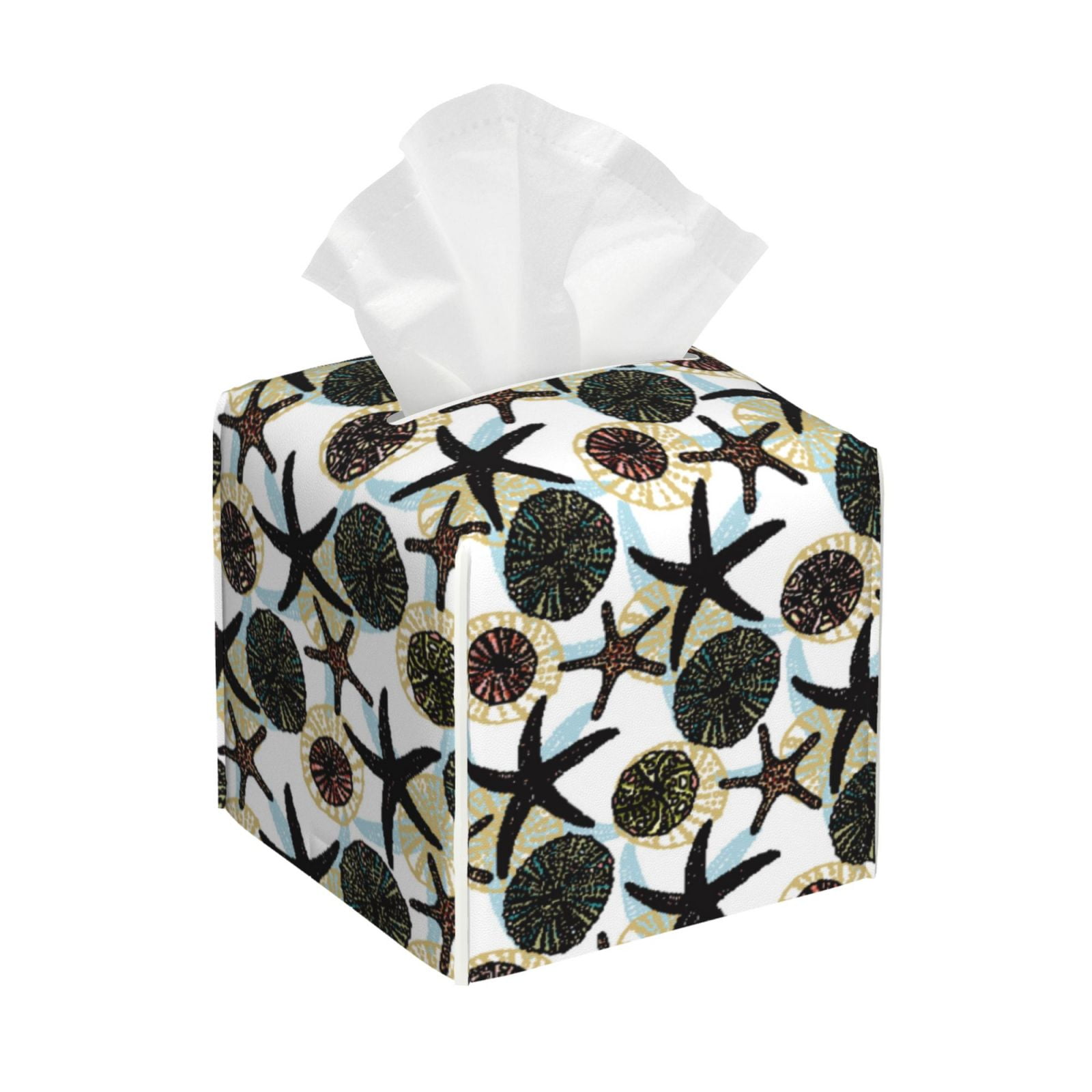 Gukieu Sea Urchin Print Leather Tissue Box, PVC Waterproof Velcro ...