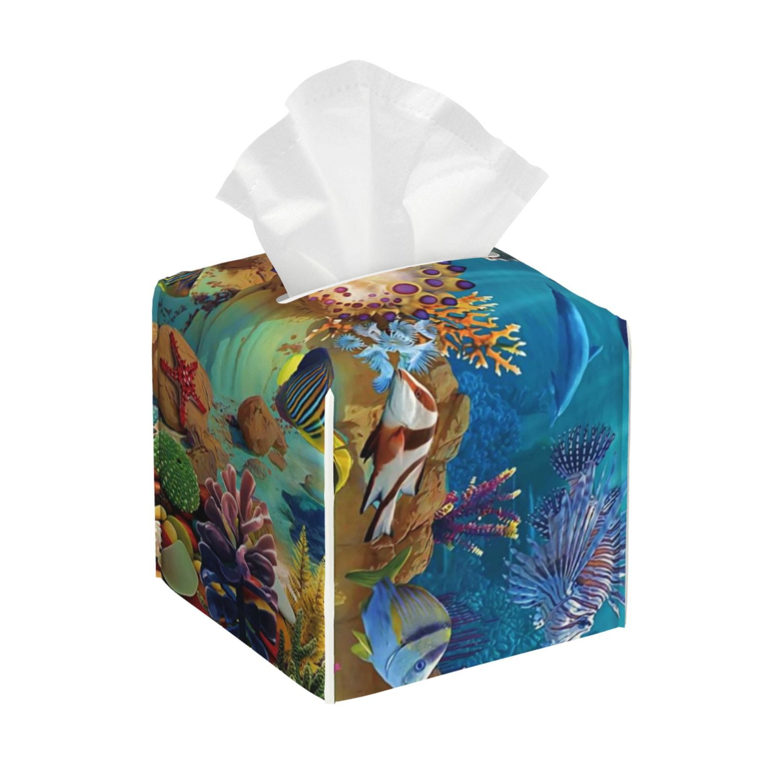 Gukieu Sea World Print Leather Tissue Box, PVC Waterproof Velcro ...
