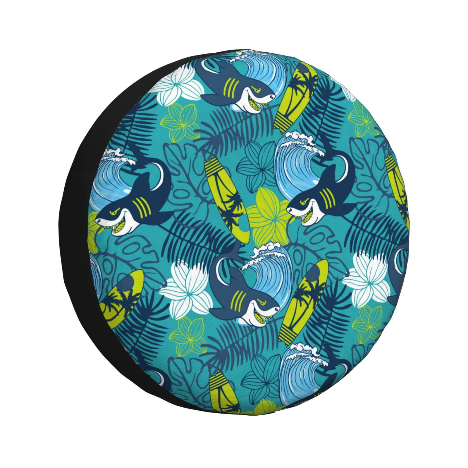 Gukieu Shark And Leaves Print Car Tire Cover, Adjustable Waterproof and ...