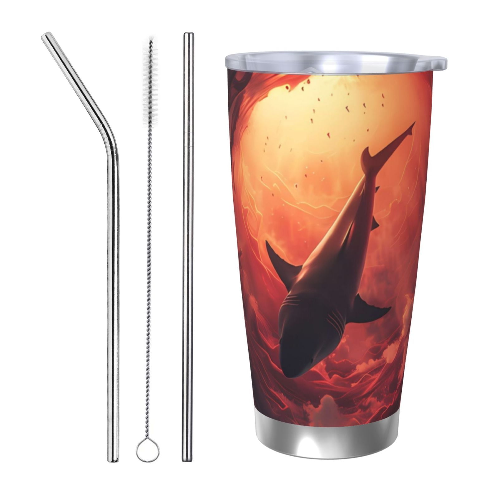 Gukieu Shark Underwater Vortex Print 20OZ Car Cup, Vacuum Stainless ...