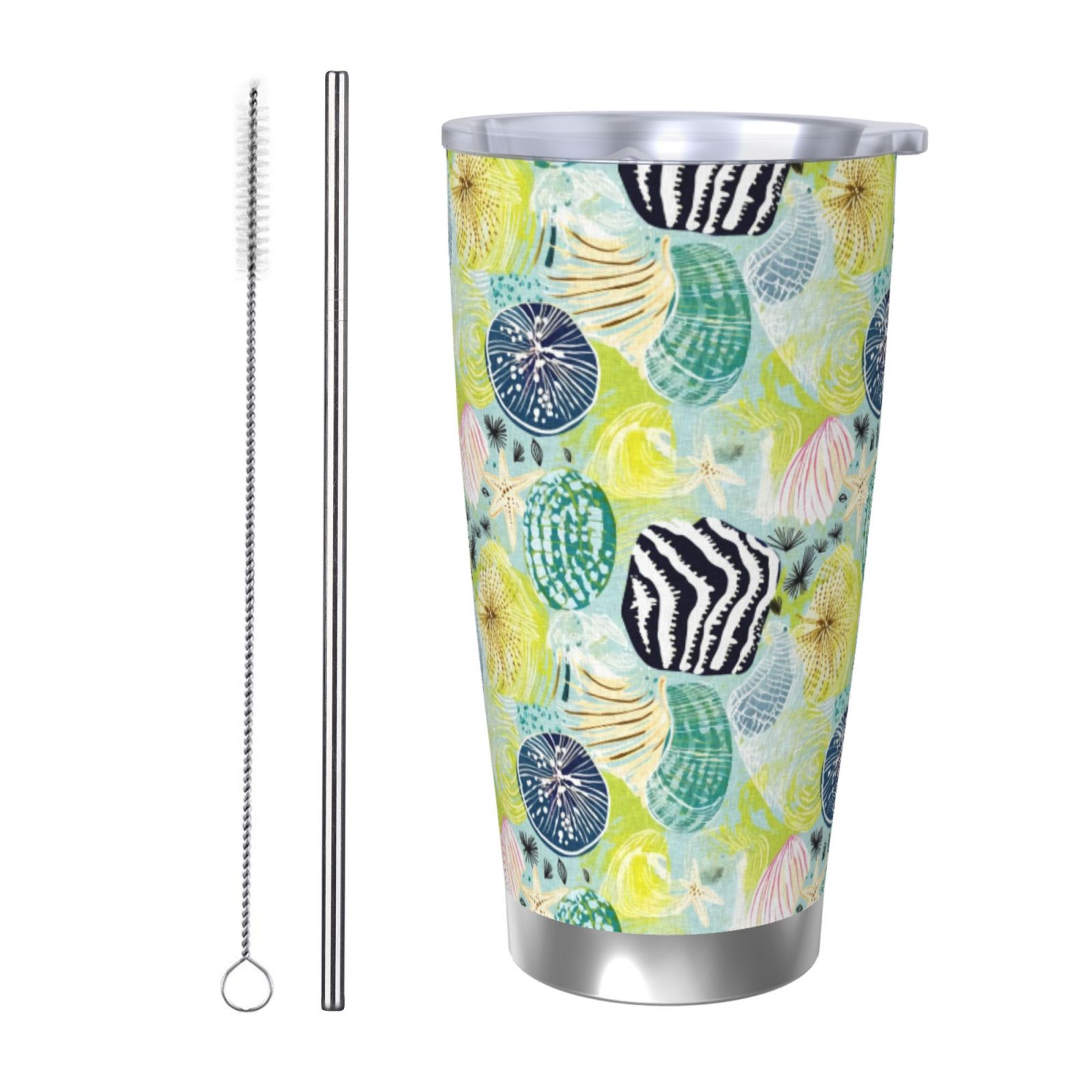 Gukieu Shell Clam Print 20OZ Car Cup, Vacuum Stainless Steel Leak-proof ...