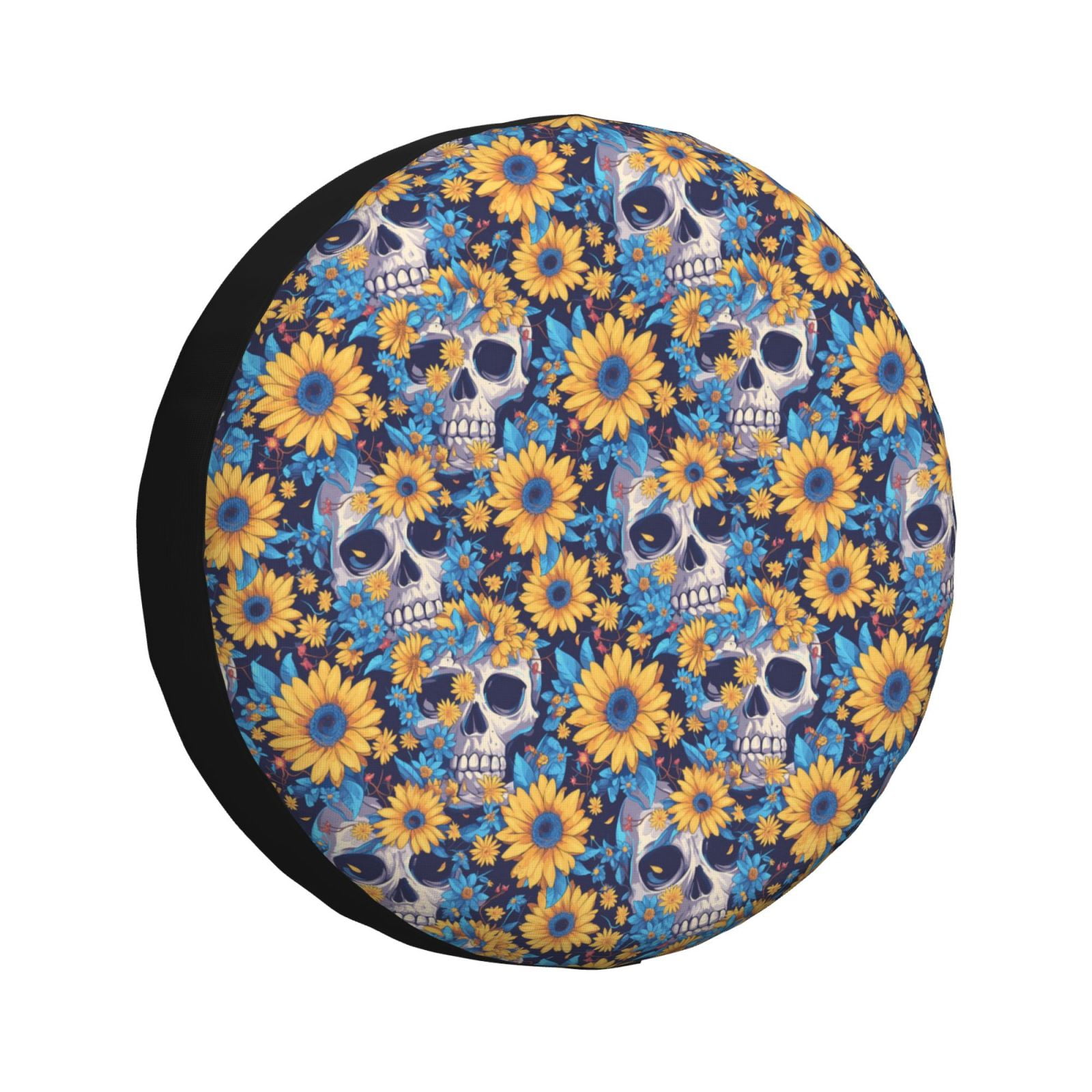 Gukieu Skull daisy yellow blue Print Car Tire Cover, Adjustable ...
