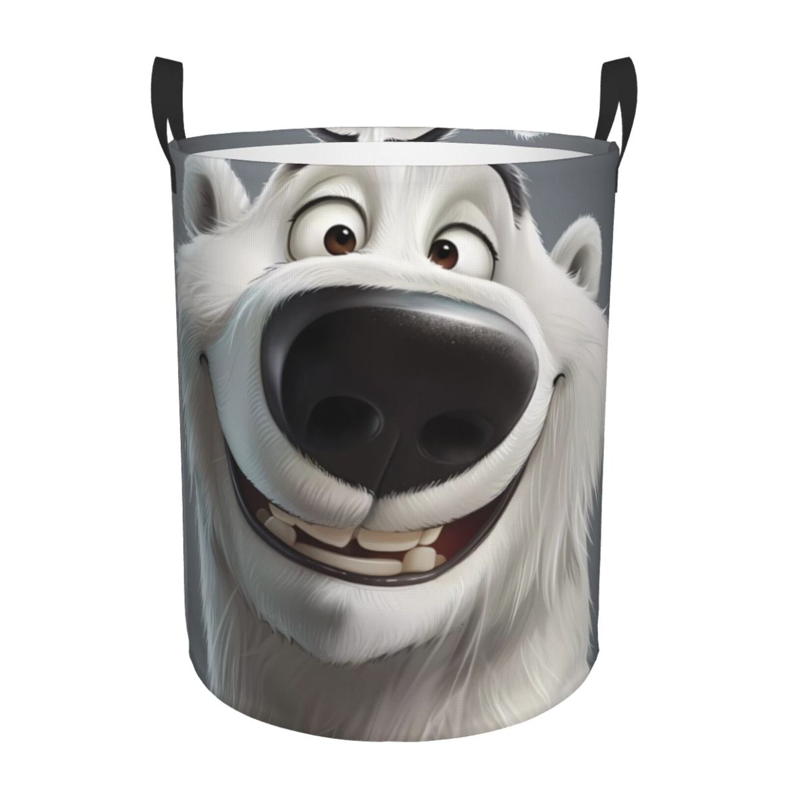 Gukieu Smiling Polar Bear Print Round Dirty Clothes Bag, Waterproof ...