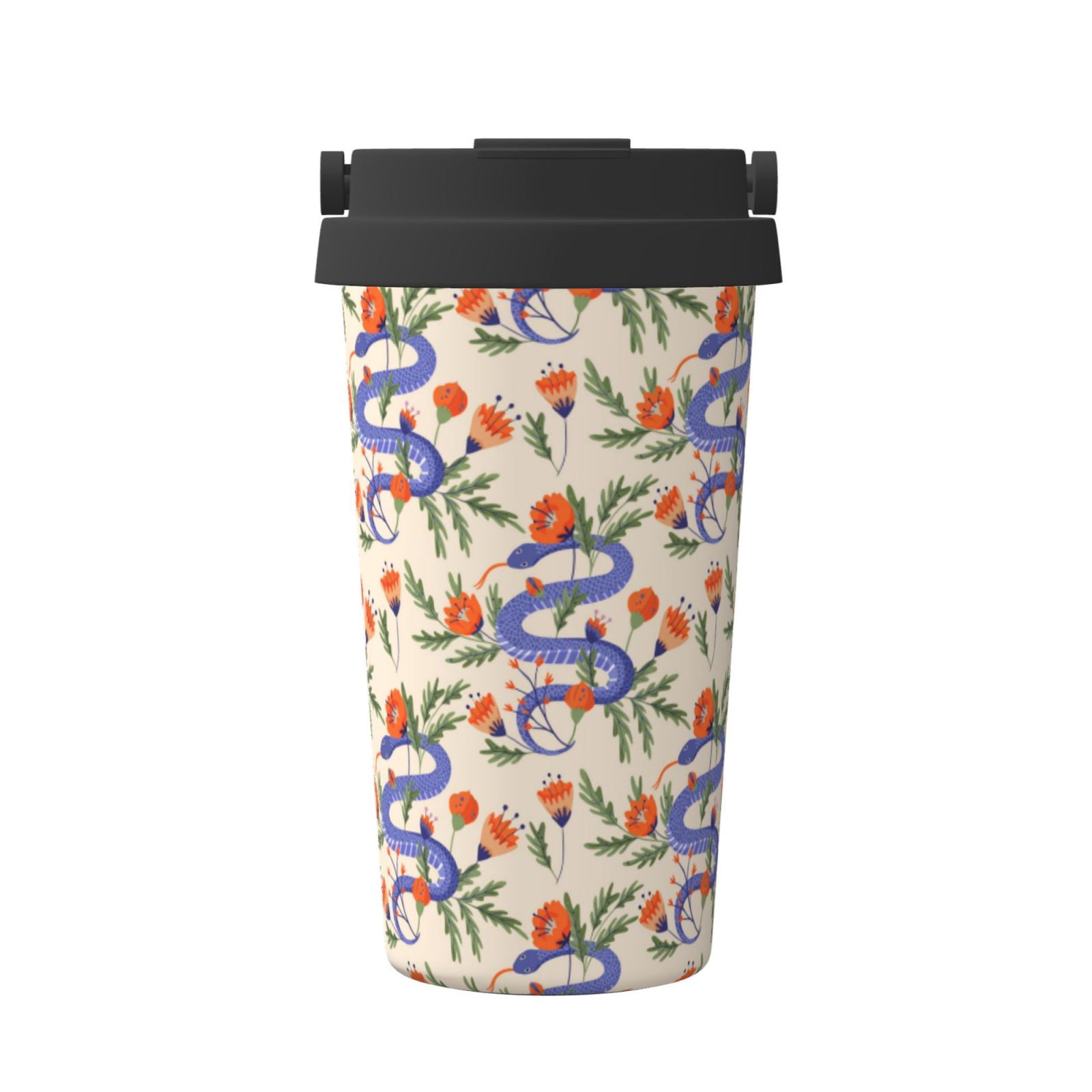 Gukieu Snake Print Insulated Coffee Cup, Portable Stainless Steel ...
