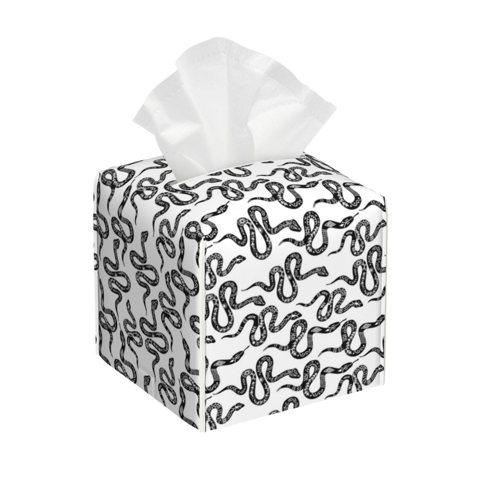 Gukieu Snake Print Leather Tissue Box, PVC Waterproof Velcro Opening ...
