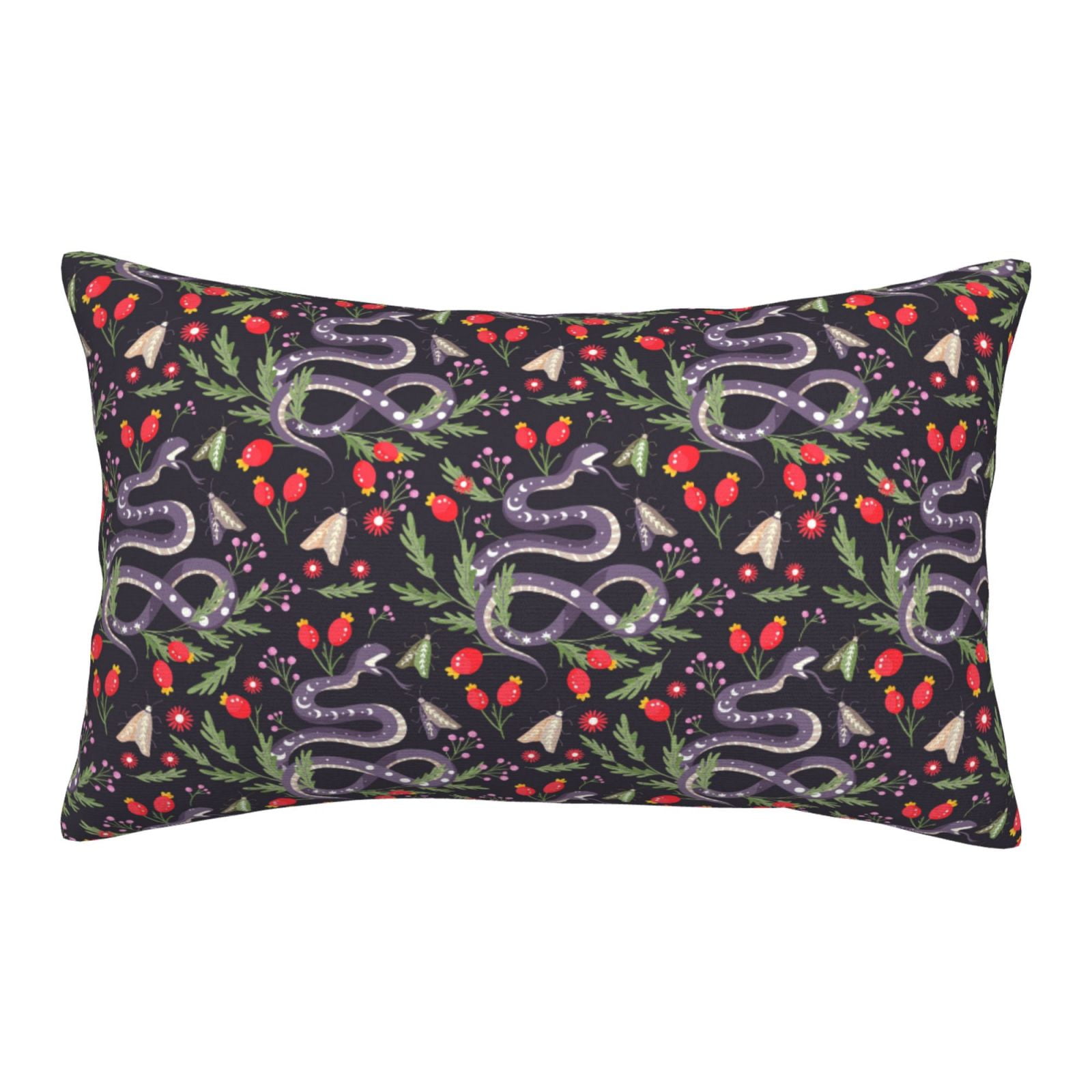 Gukieu Snakes And Snake Fruit Print Plush Pillow Cover, Hidden Zipper ...