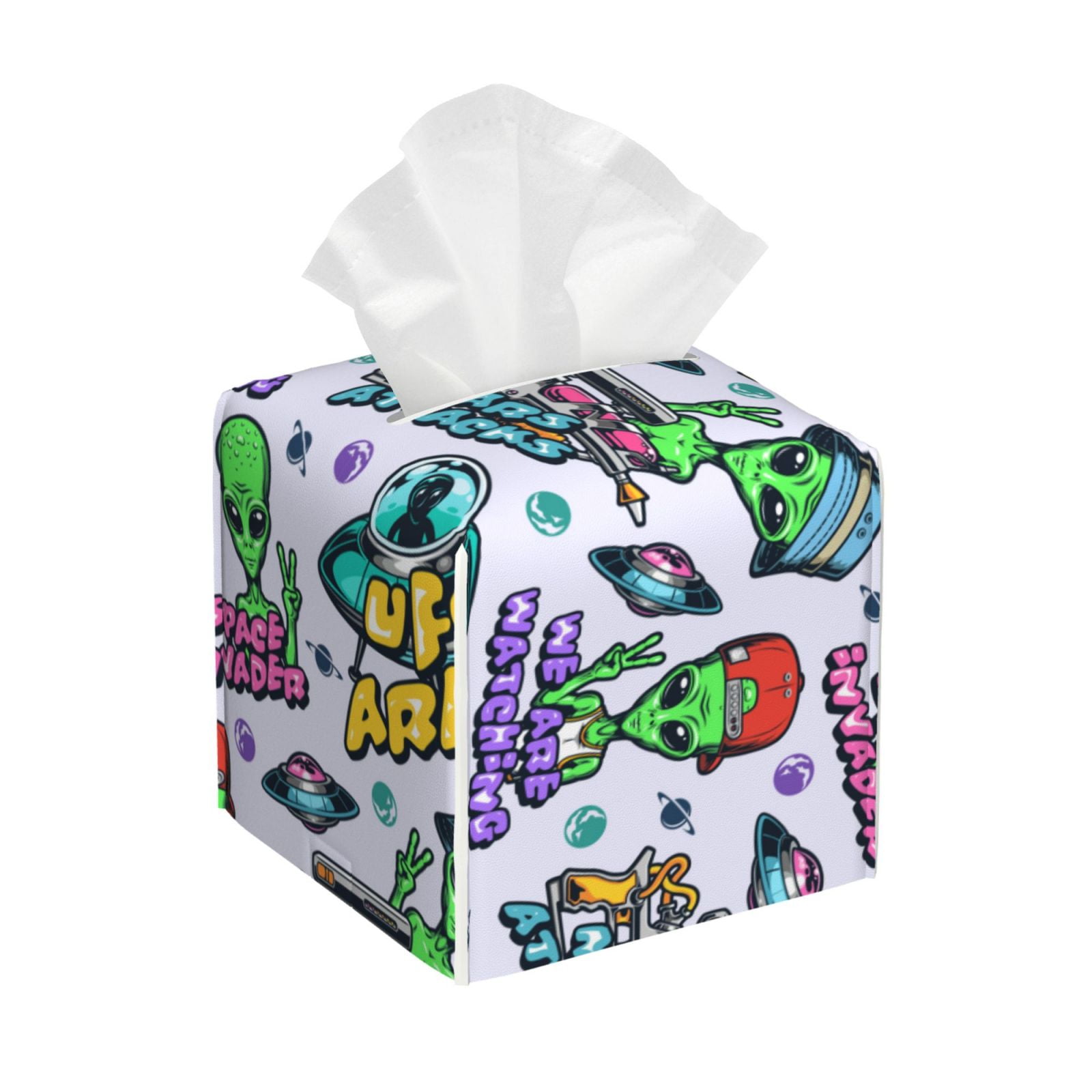 Gukieu Space Monster Print Leather Tissue Box, PVC Waterproof Velcro ...