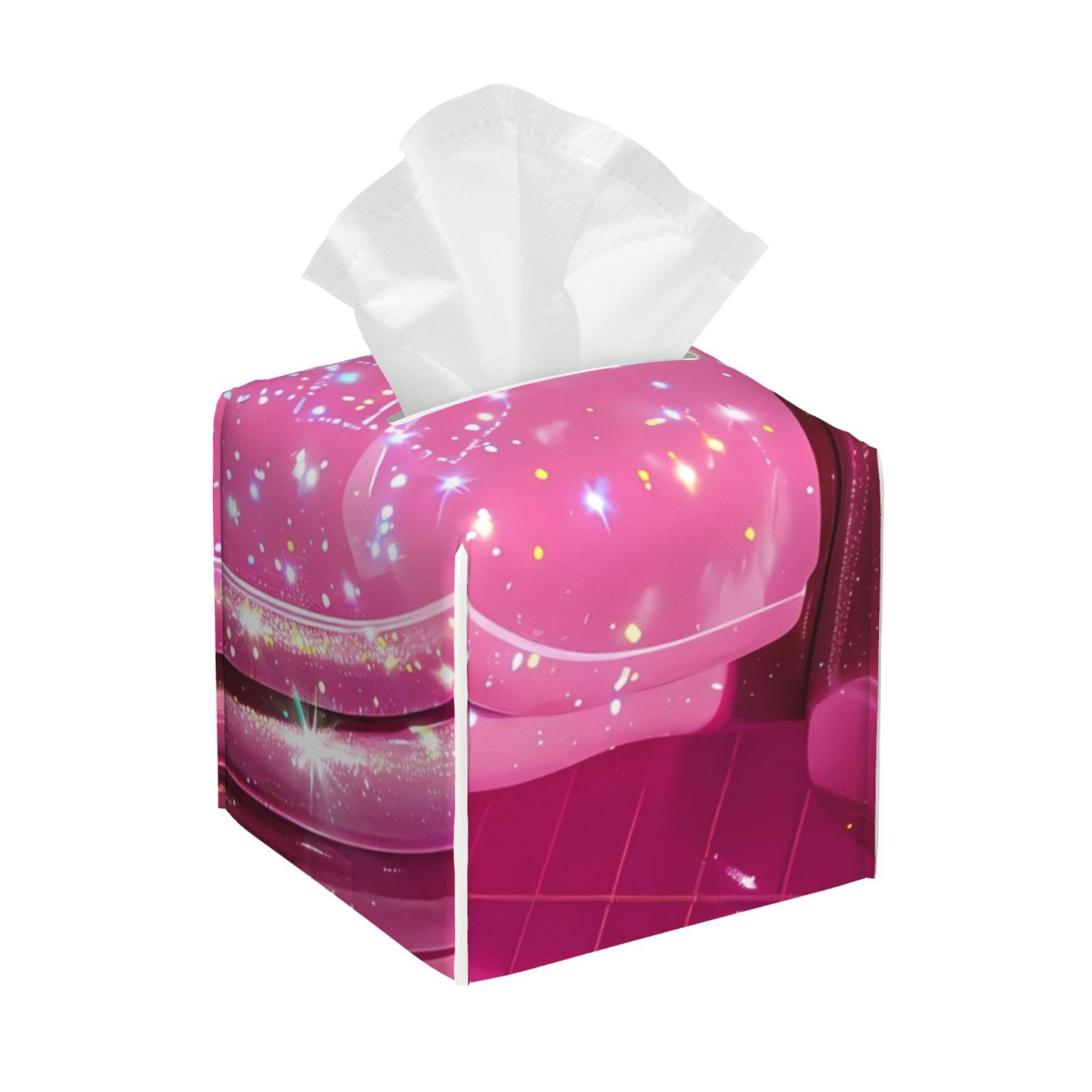 Gukieu Sparkling Pink Toilet Print Leather Tissue Box, PVC Waterproof ...