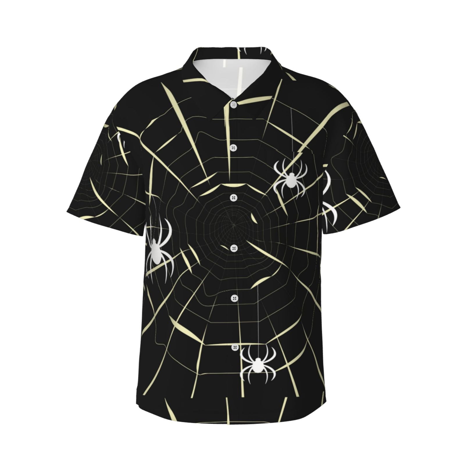 Gukieu Spiders On The Web Print Men's Short-sleeved Shirts, Button-down ...