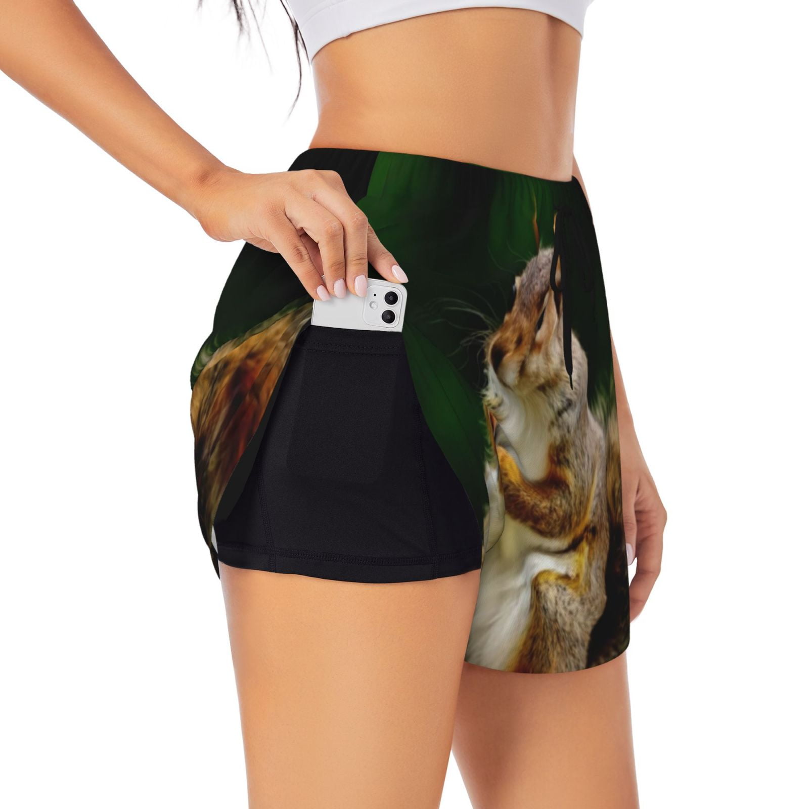 Gukieu Squirrels Eating Peanuts On The Tree Print Women's Sports Shorts ...